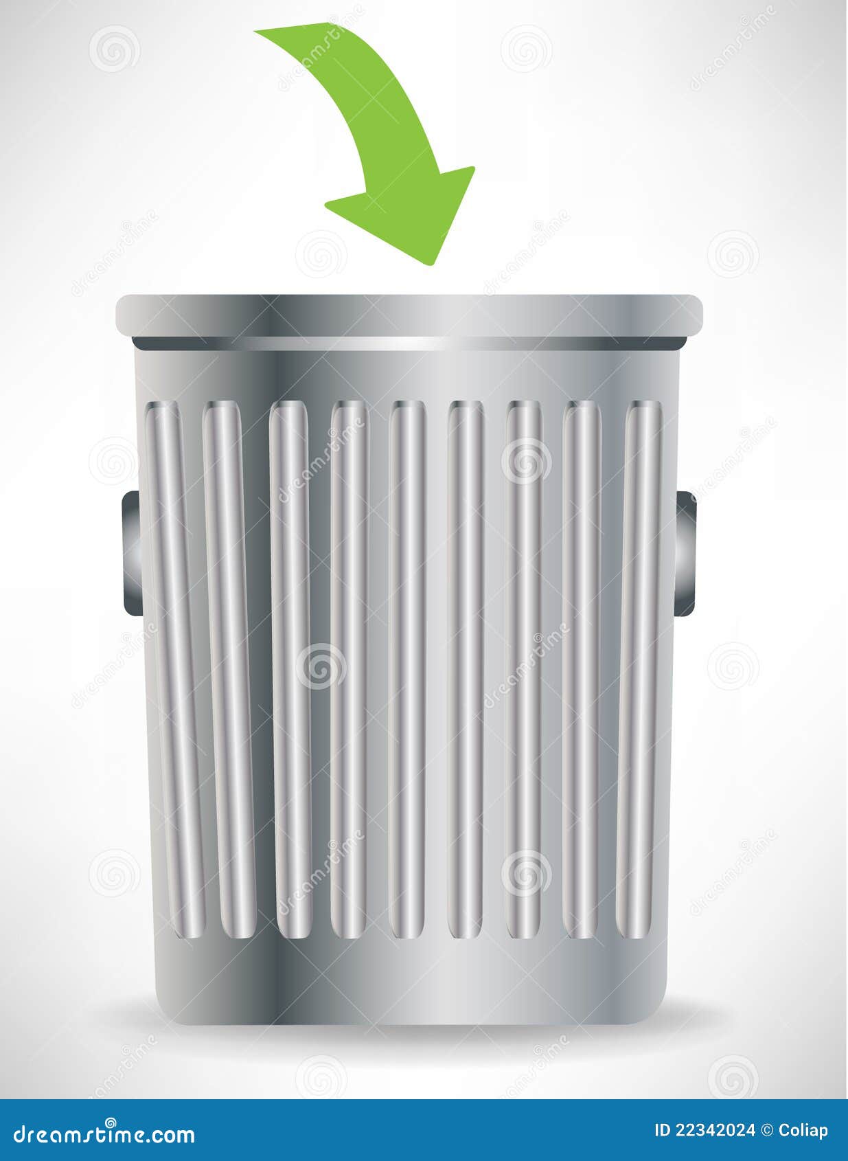 Single Trash Can with Green Arrow Stock Vector - Illustration of ...