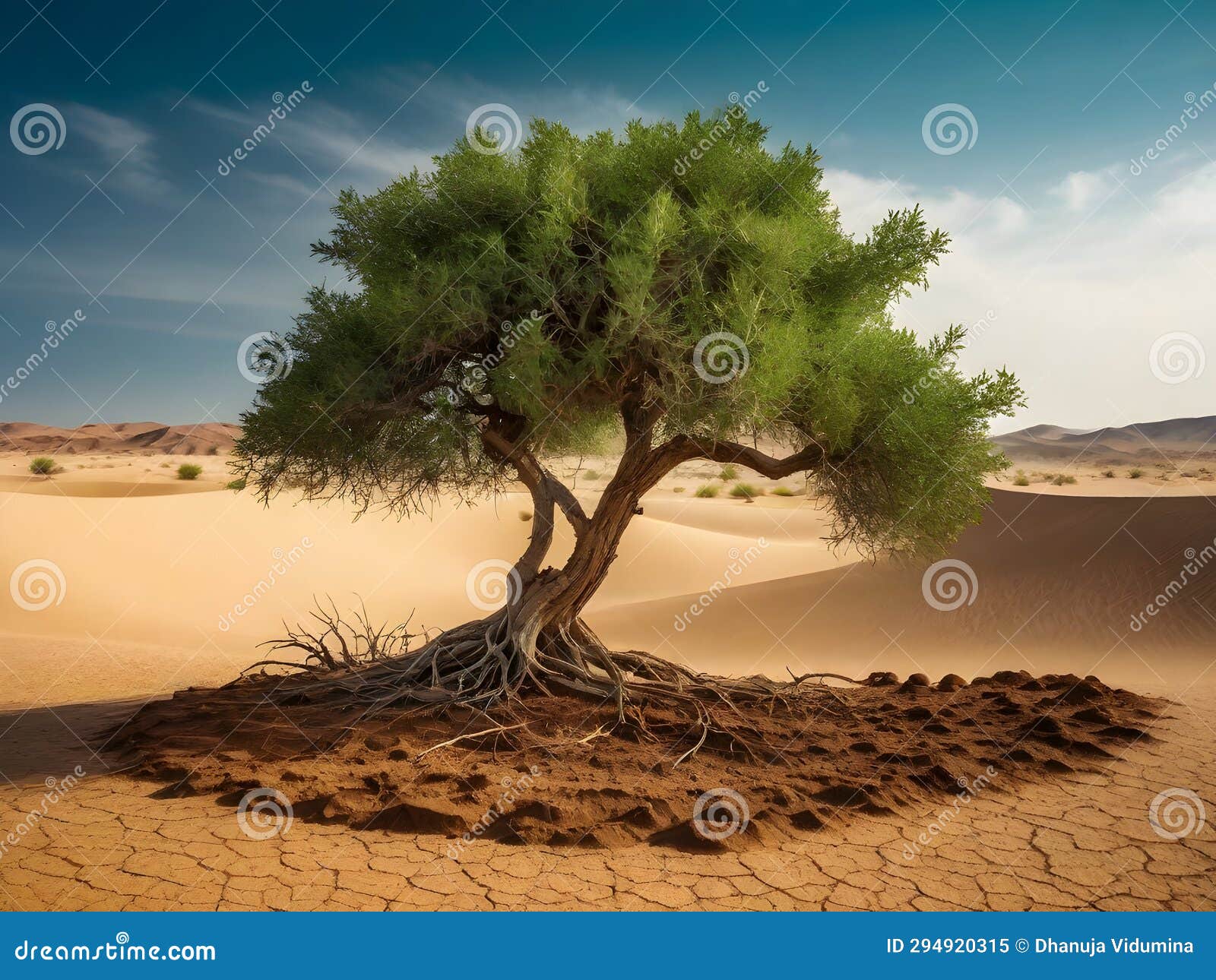Single Tree Saved in the Desert Stock Illustration - Illustration of ...