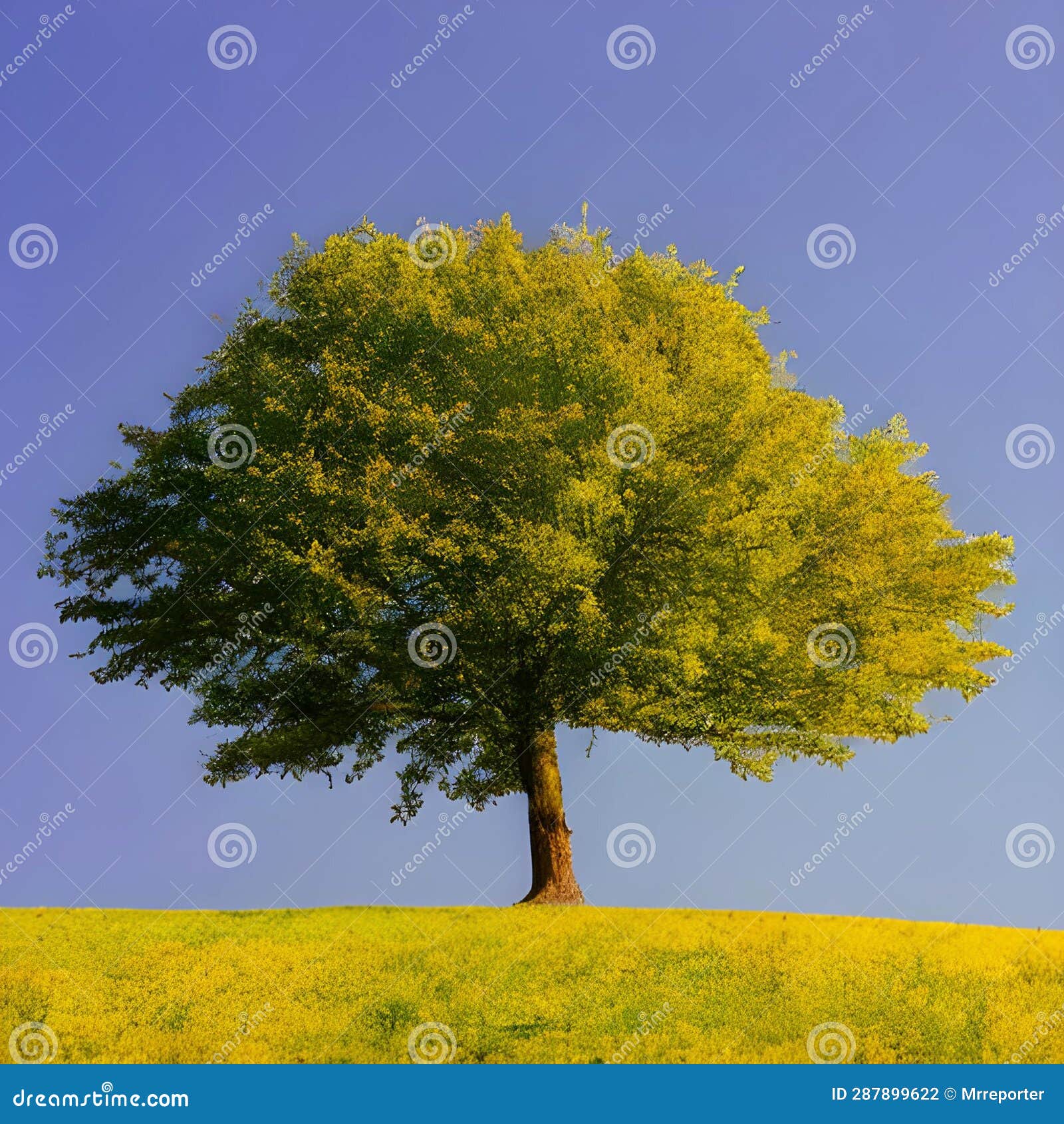 Single Tree in Field. AI Generated Stock Illustration - Illustration of ...