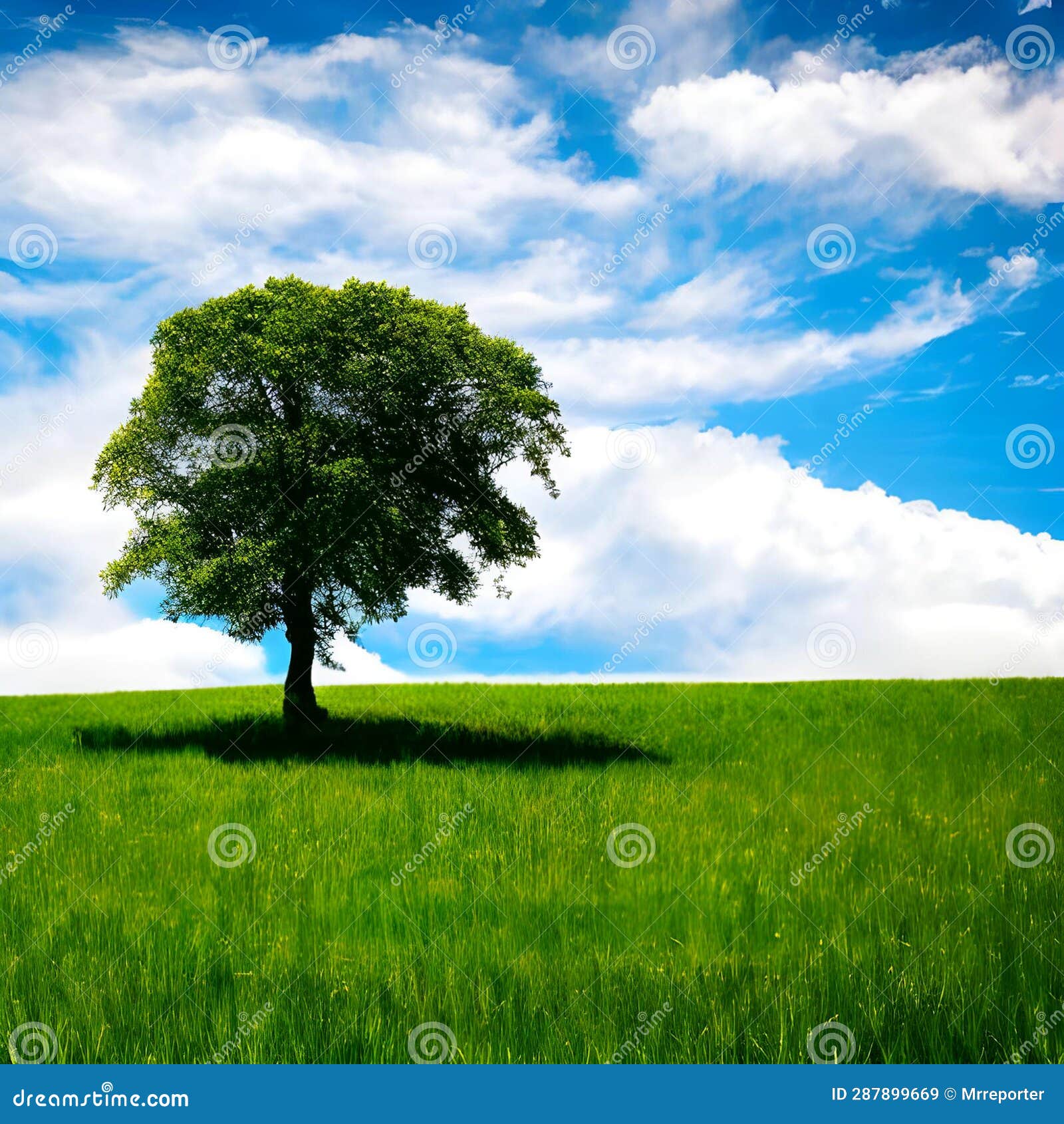 Single Tree in Field. AI Generated Stock Illustration - Illustration of ...