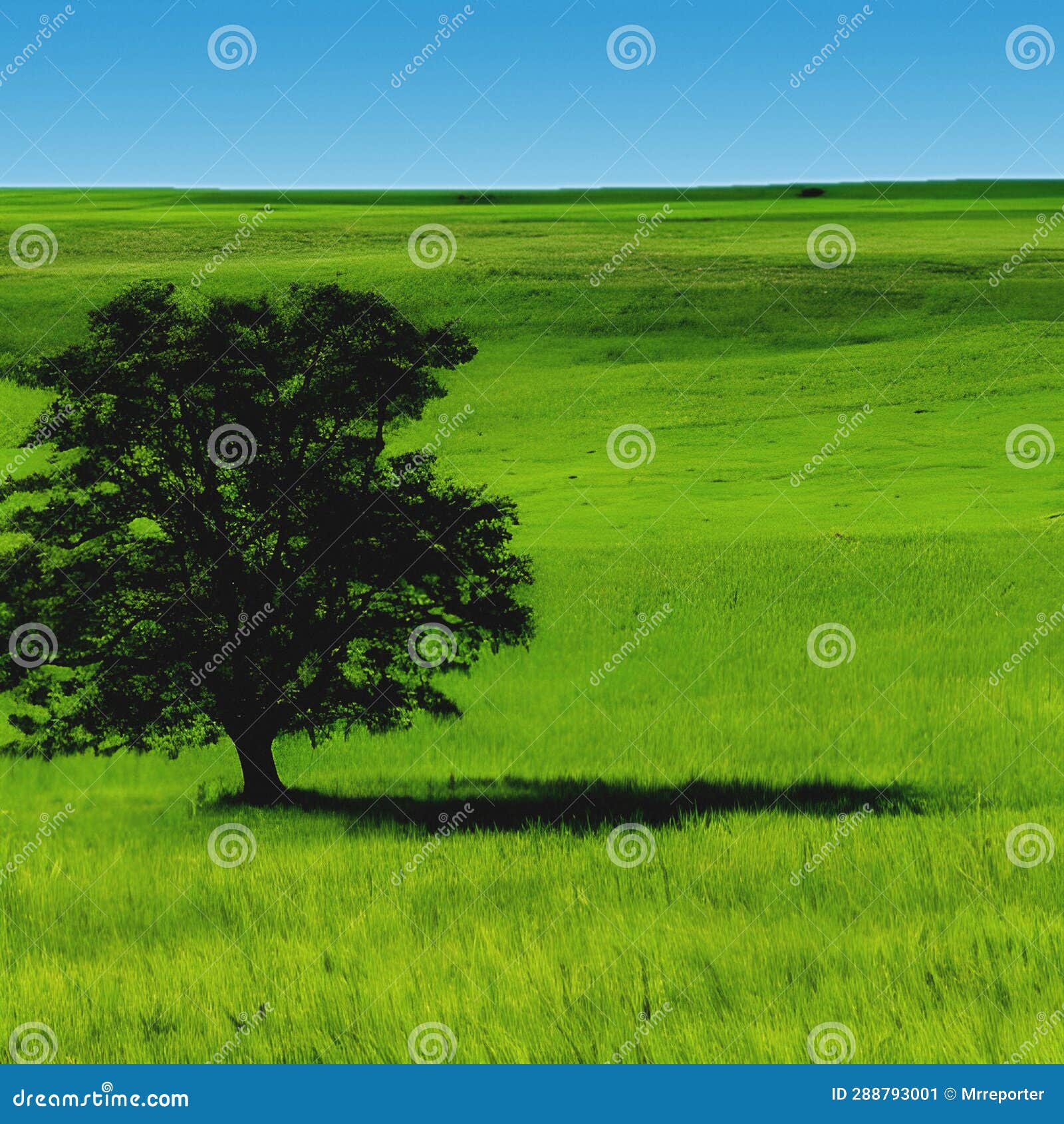 Single Tree in Field. AI Generated Stock Illustration - Illustration of ...