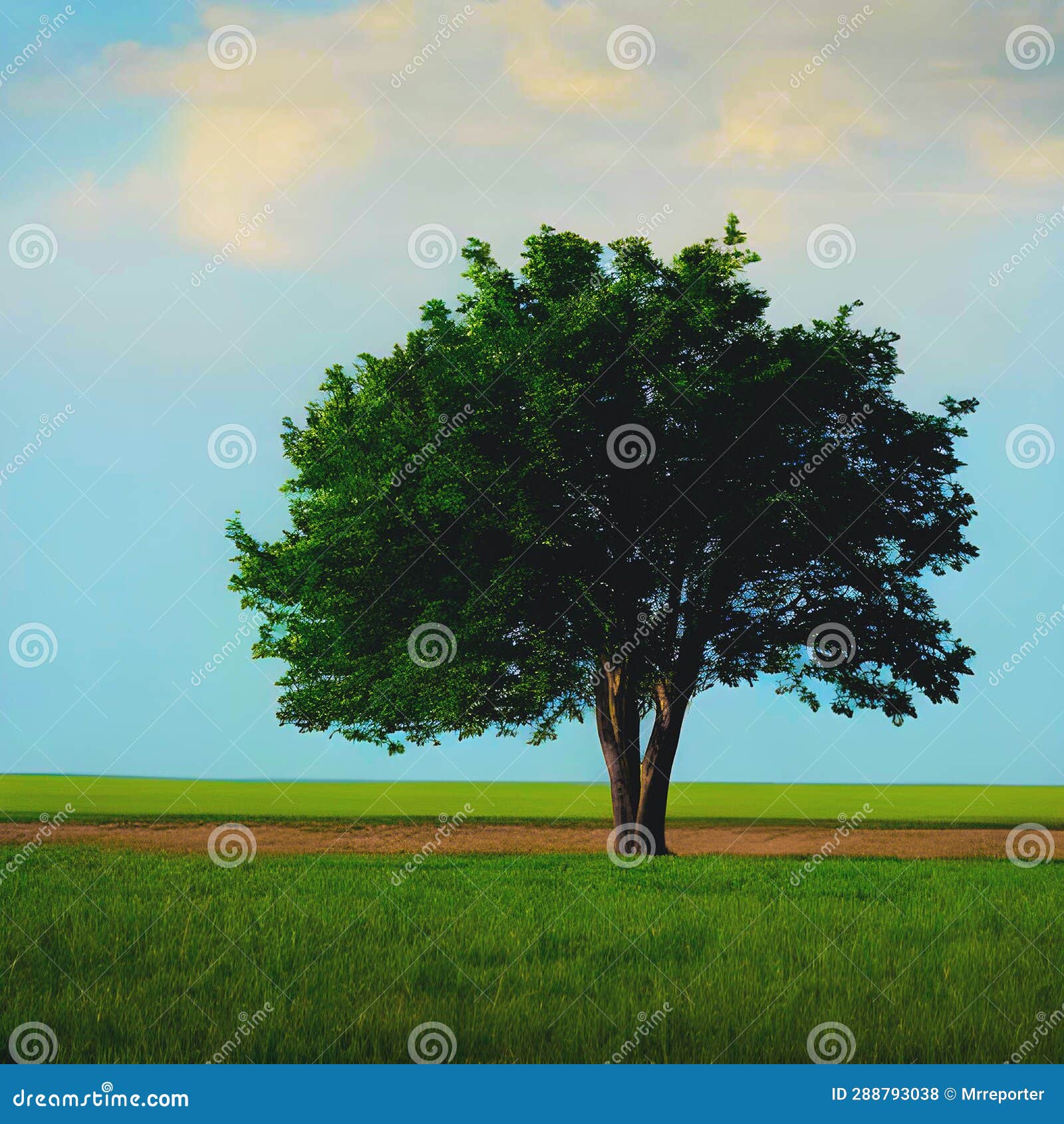 Single tree in field stock illustration. Illustration of single - 288793038