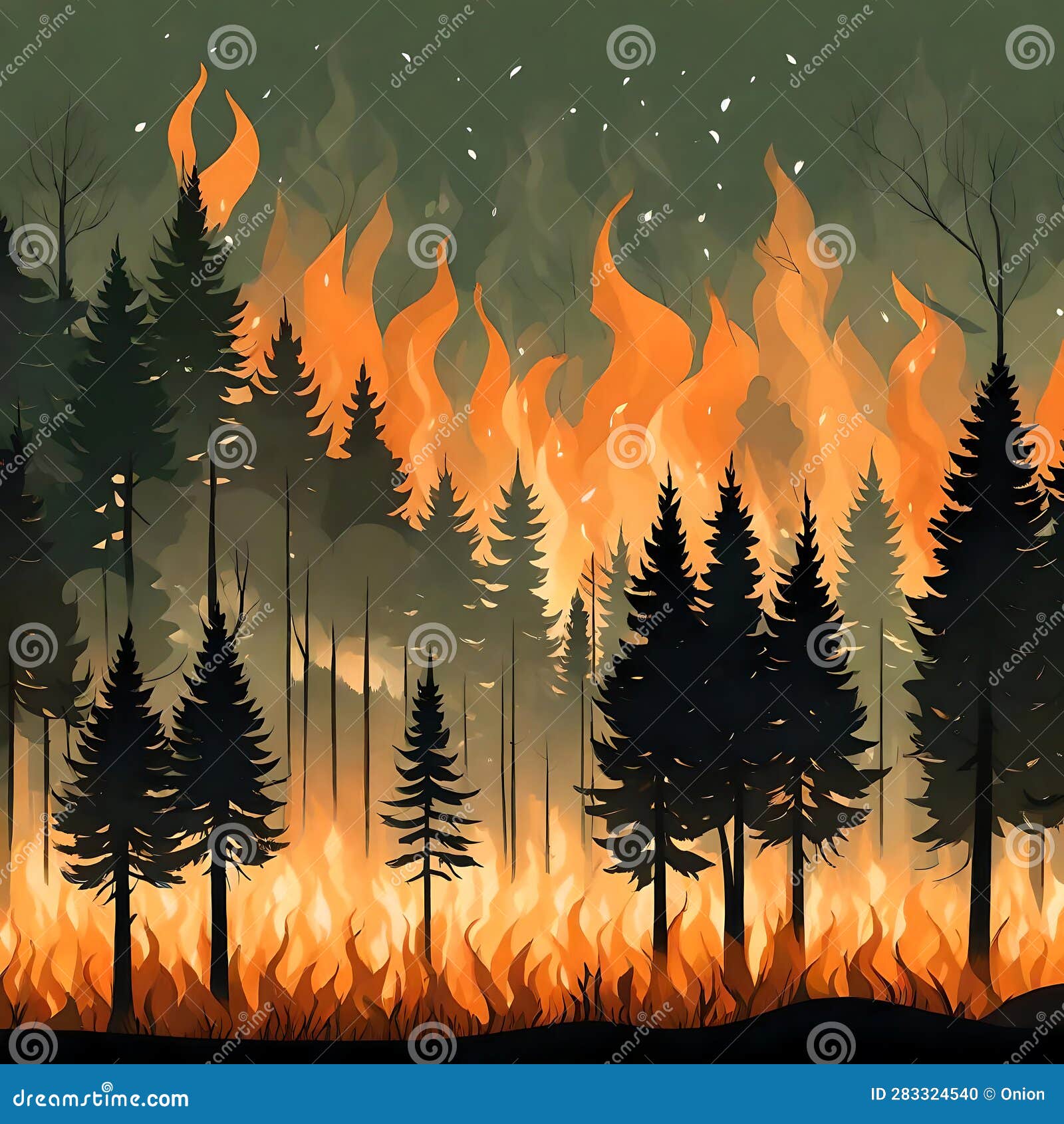 Tree on Fire - Ai Generated Image Stock Illustration - Illustration of ...