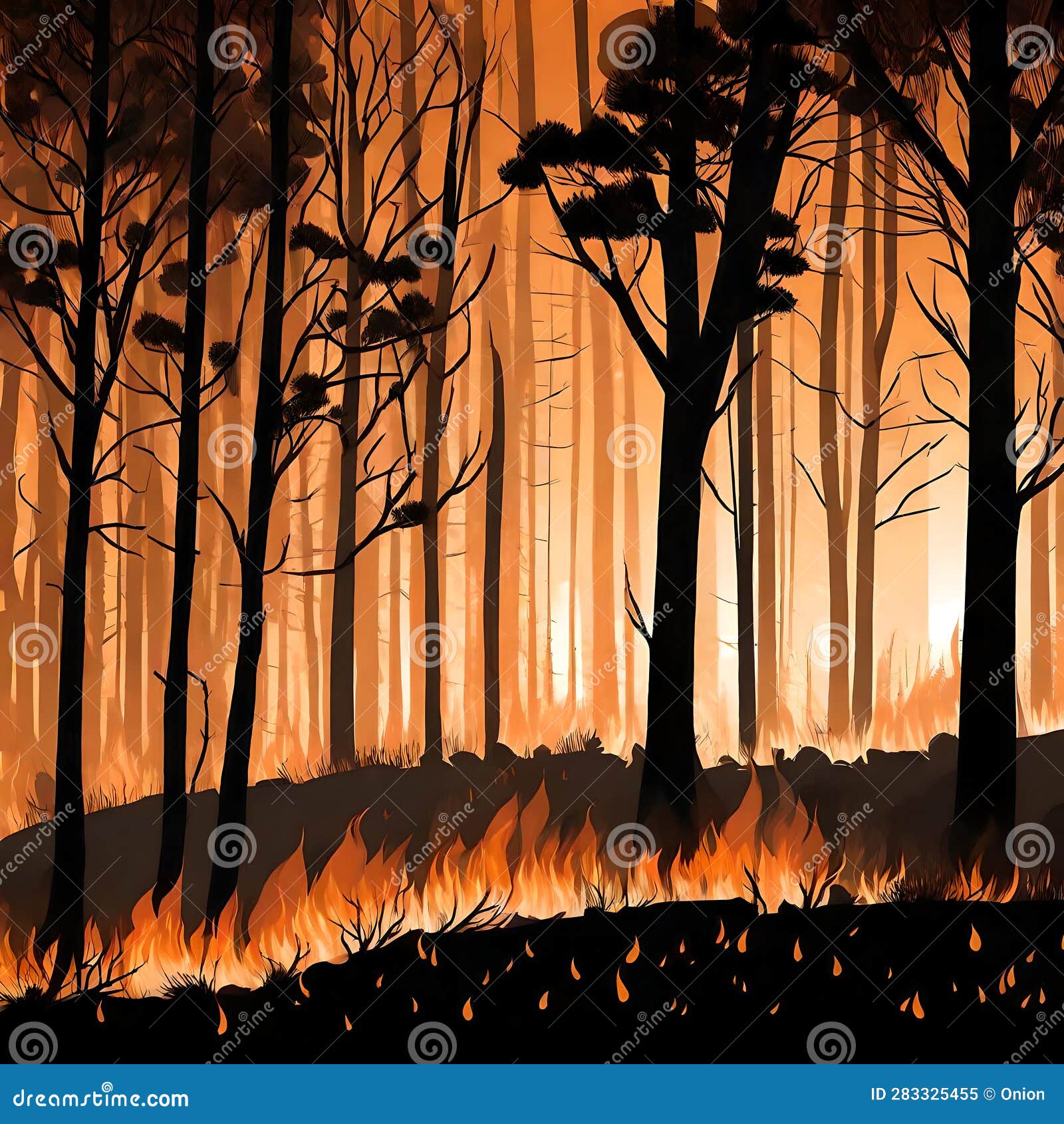 Tree on Fire - Ai Generated Image Stock Illustration - Illustration of ...