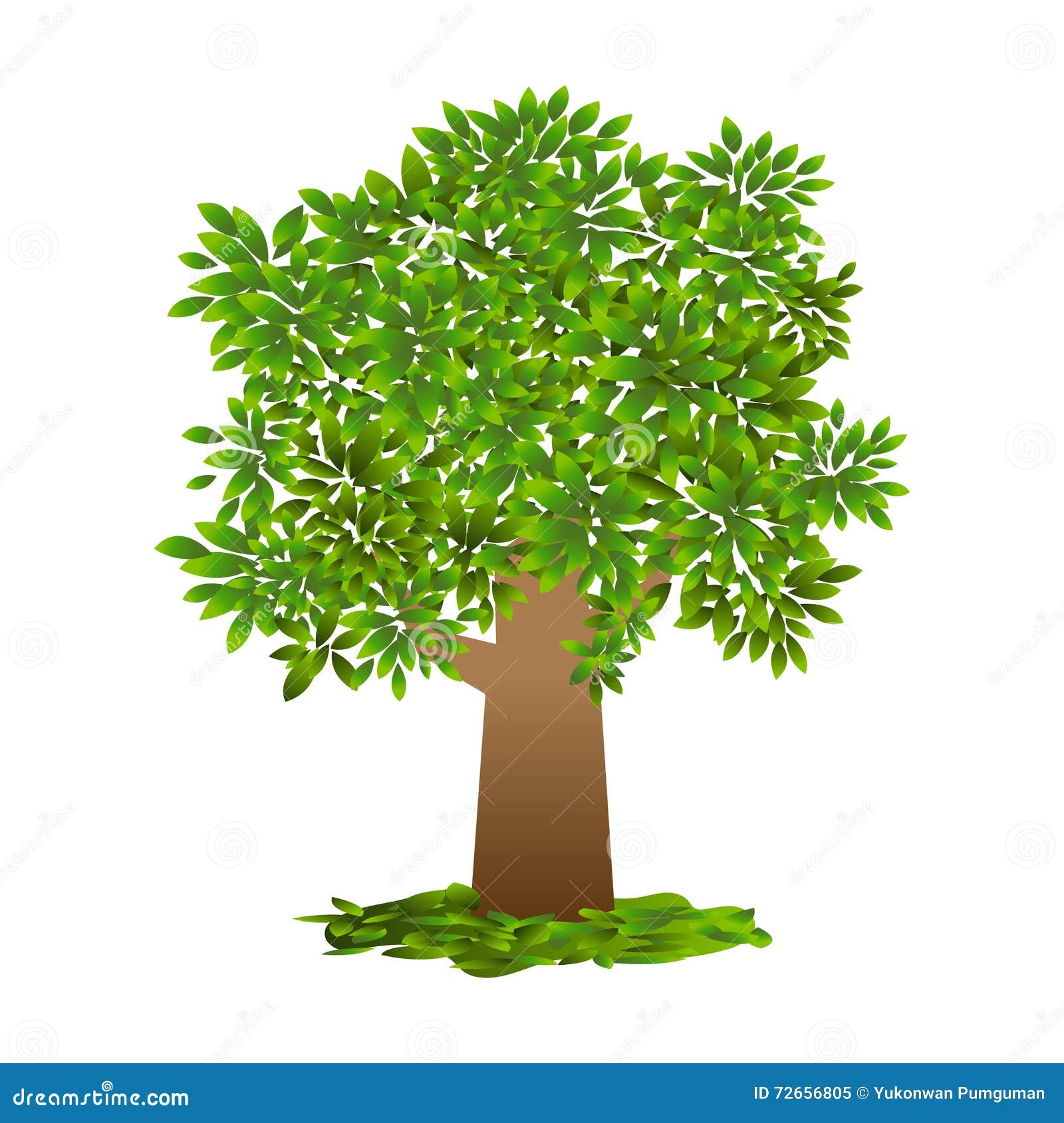 Single Tree, Green Leaf, Vector on White Background Stock Vector ...
