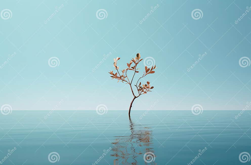 Single tree in the water stock image. Image of beach - 287564335