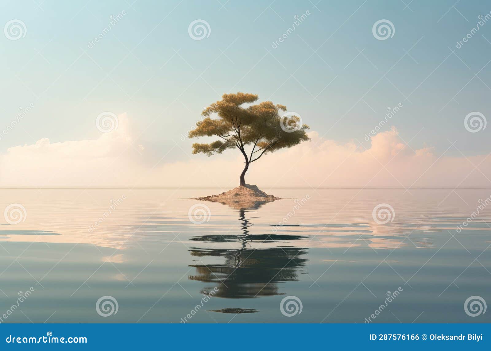 Single tree in the water stock photo. Image of green - 287576166