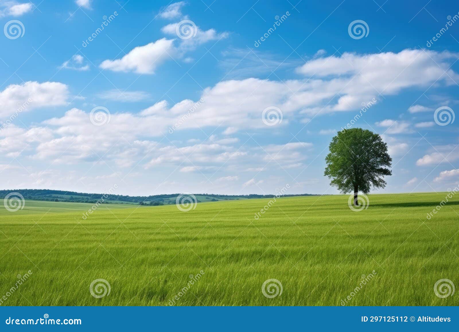 Single Tree Standing Alone on a Vast Grassy Plain Stock Photo - Image ...
