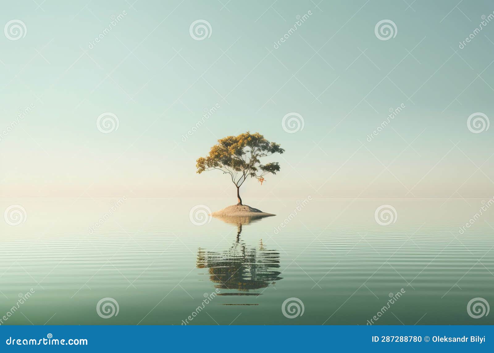 Single tree in the water stock illustration. Illustration of colour ...