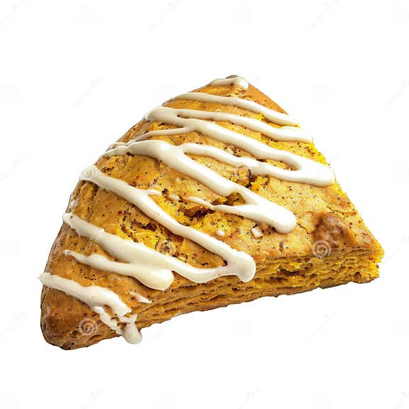 A Single, Triangular Pumpkin Scone with White Icing Stock Illustration ...