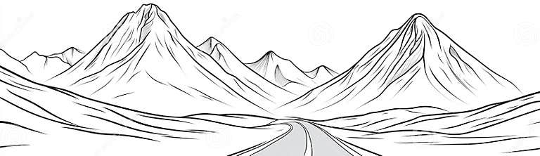 A Single, Unbroken Line Captures the Mountain Landscape Stock Image ...