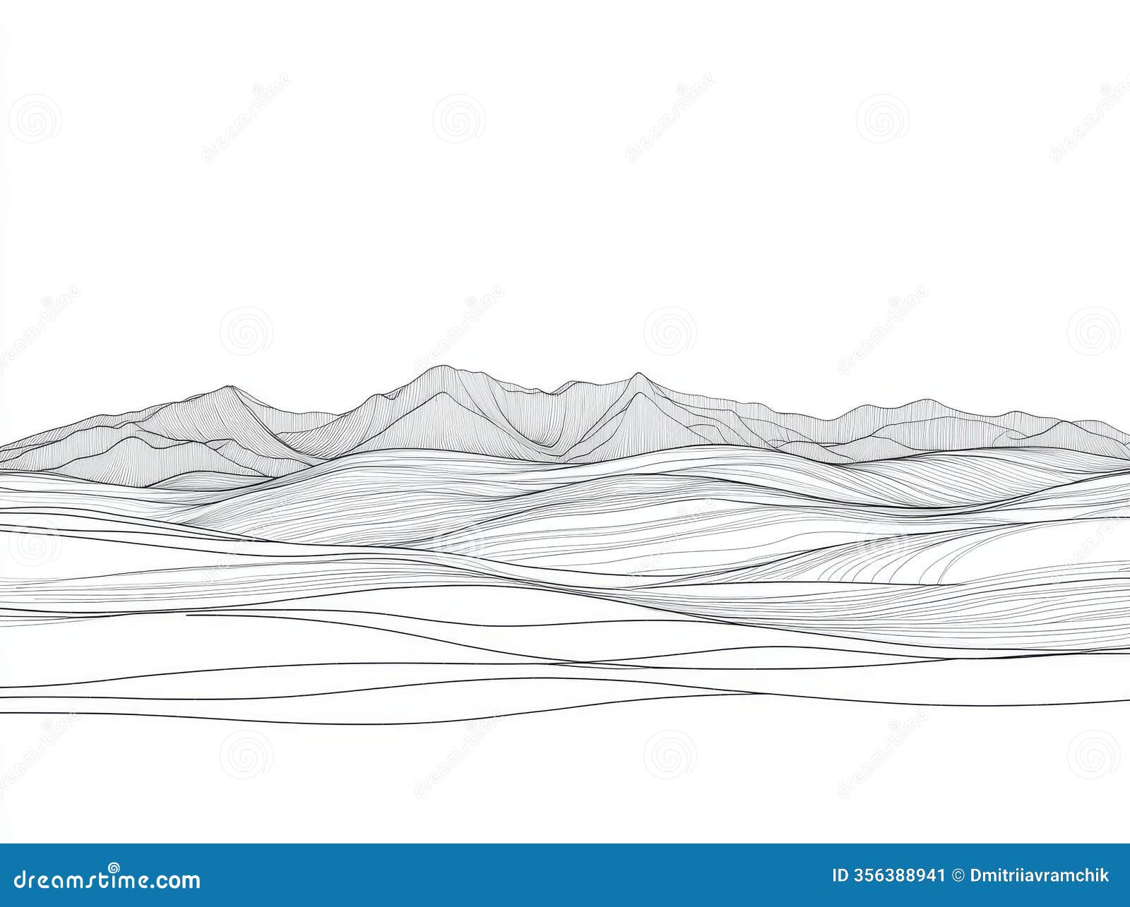 A Single, Unbroken Line Drawing Depicting a Mountain Landscape Stock ...