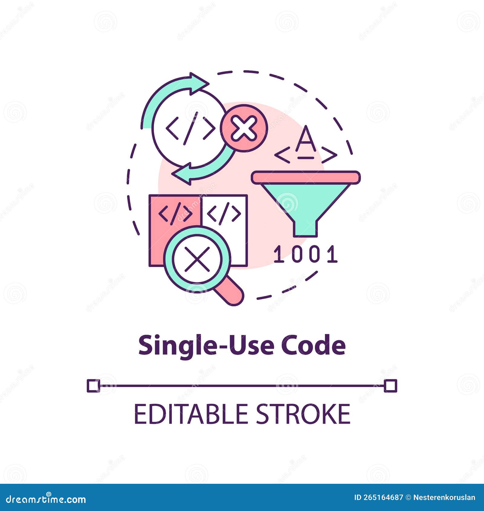 Single-use Code Concept Icon Stock Illustration - Illustration of paradigm, technology: 265164687