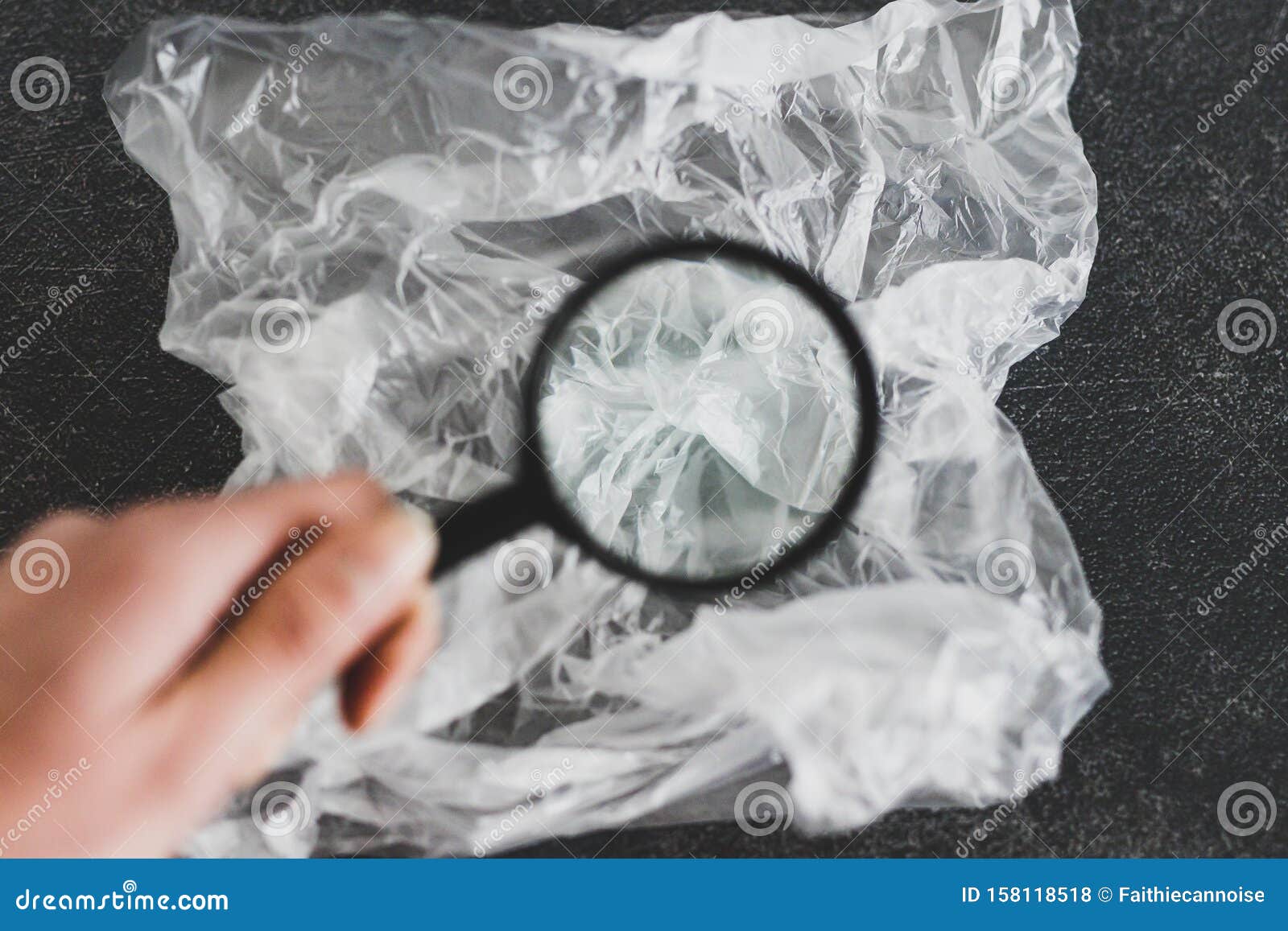 Single-use Plastic Pollution Concept Magnifying Glass Over Disposable ...