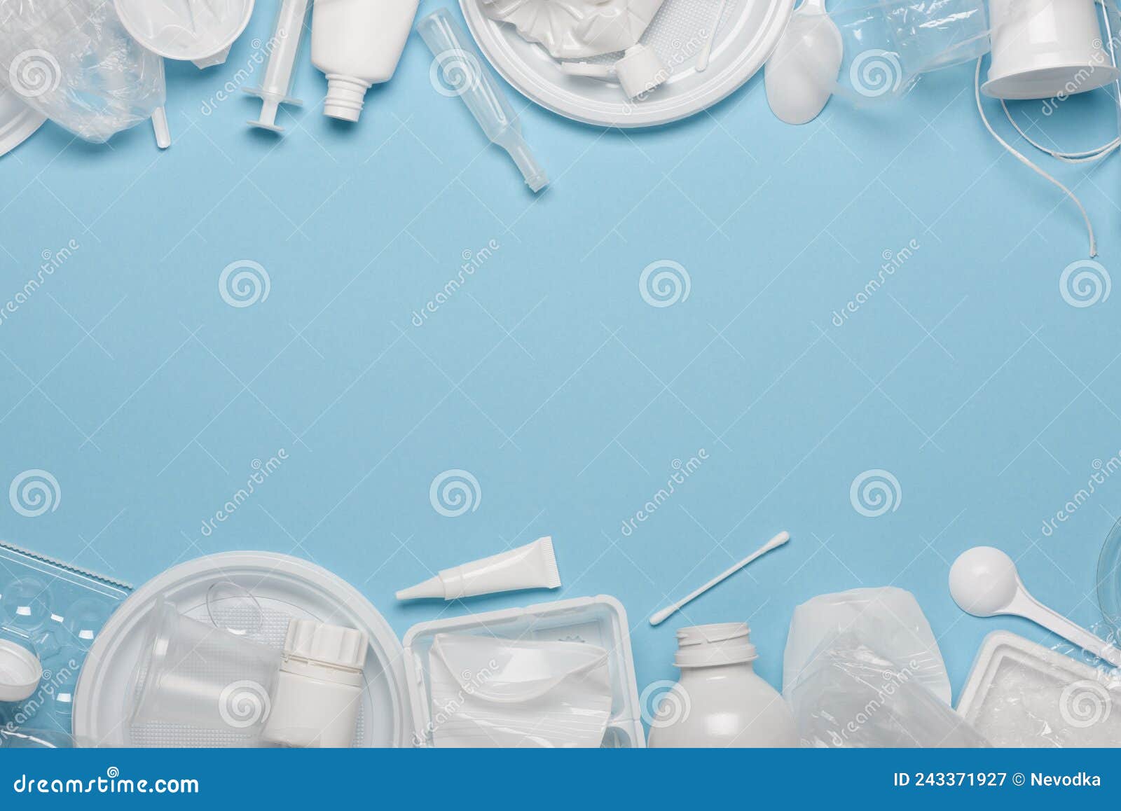 Single-use Plastics. Plastic Waste, Ecological Pollution. Frame Banner ...