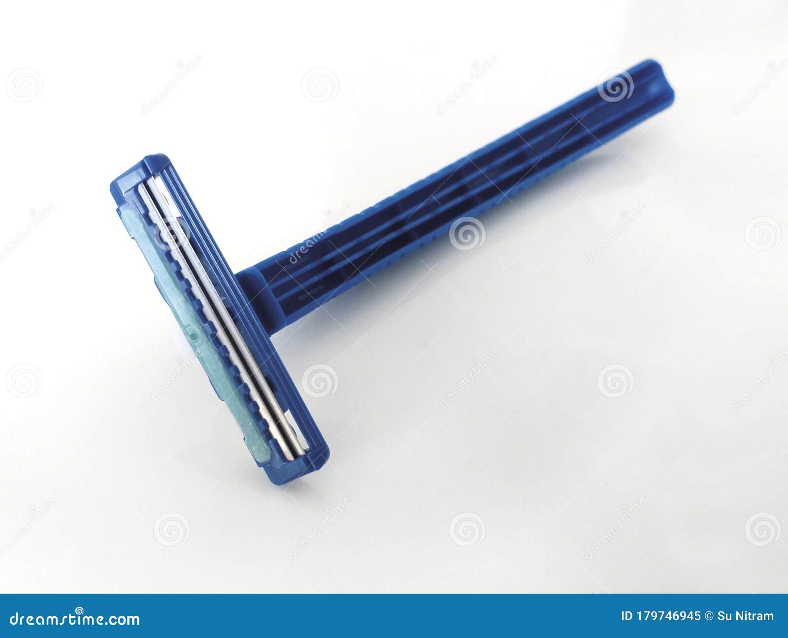 Top View of Blue Disposable Razor Blade Isolated on White Background ...