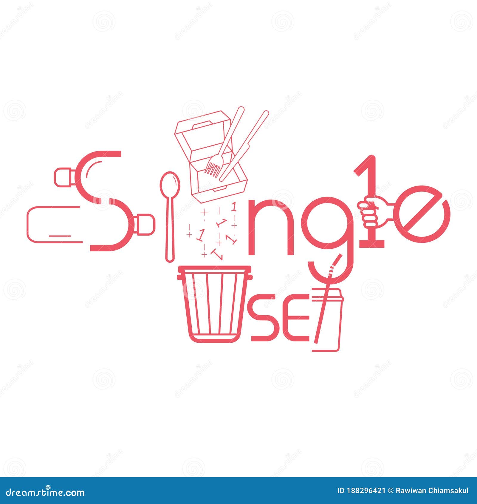 Single use Typograph stock vector. Illustration of hand - 188296421