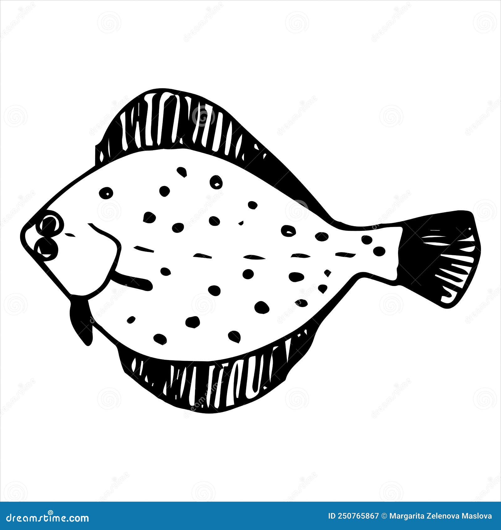 Single Vector Element is a Flounder Fish. Stock Vector - Illustration ...