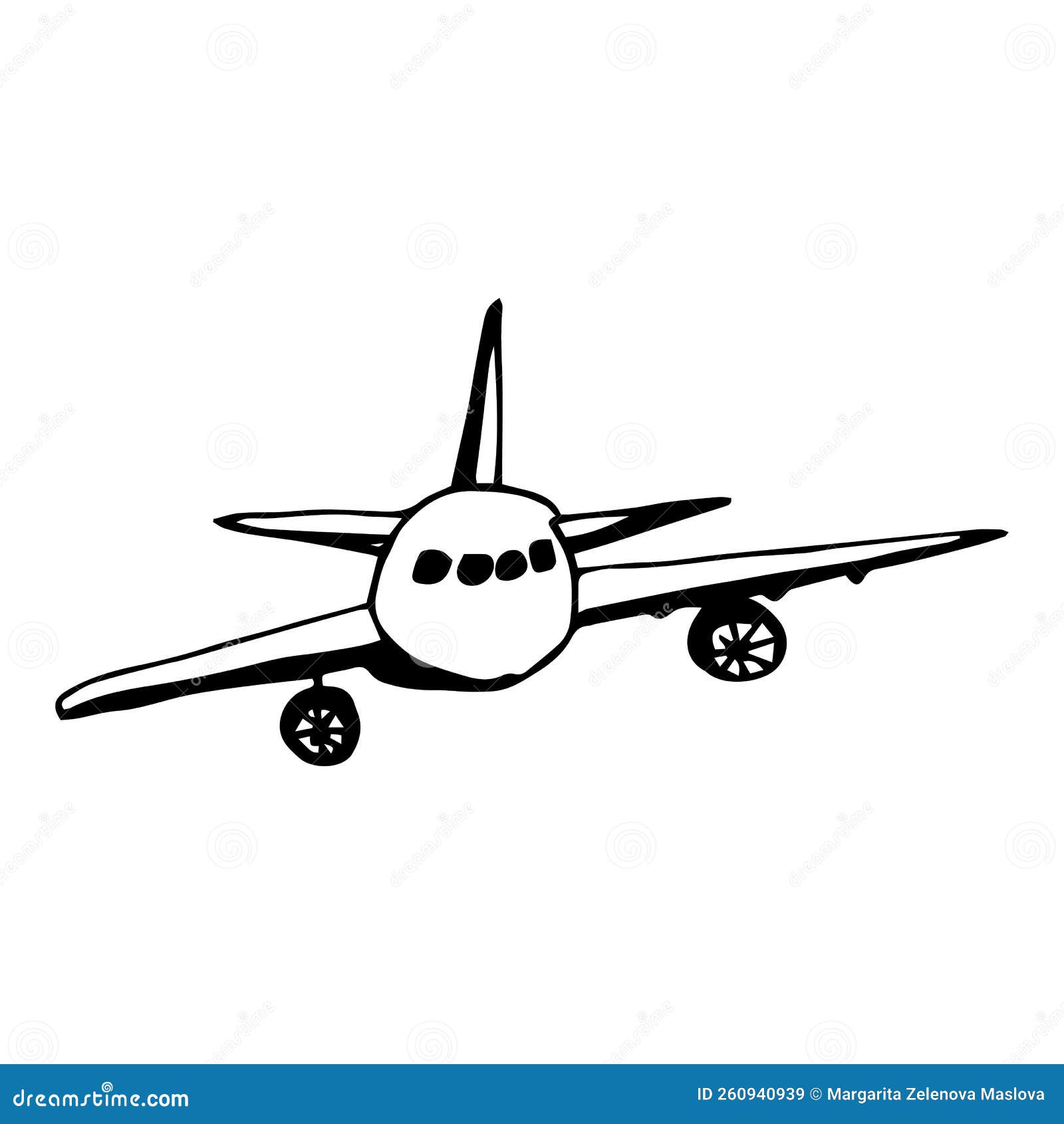 Single Vector Element Passenger Plane Front View Stock Vector ...
