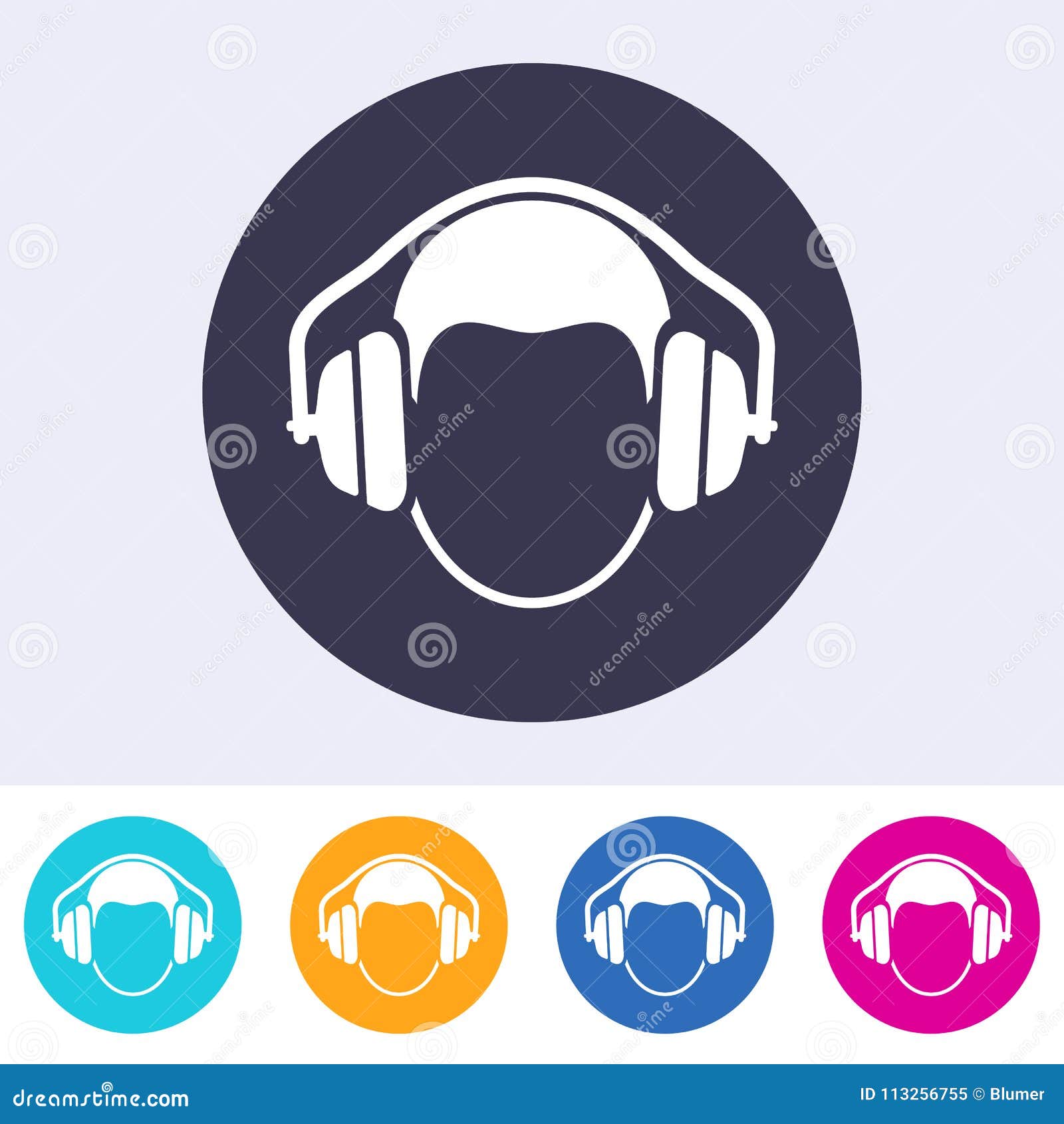 Vector Round Ear Protection Sign Icon Stock Vector - Illustration of ...