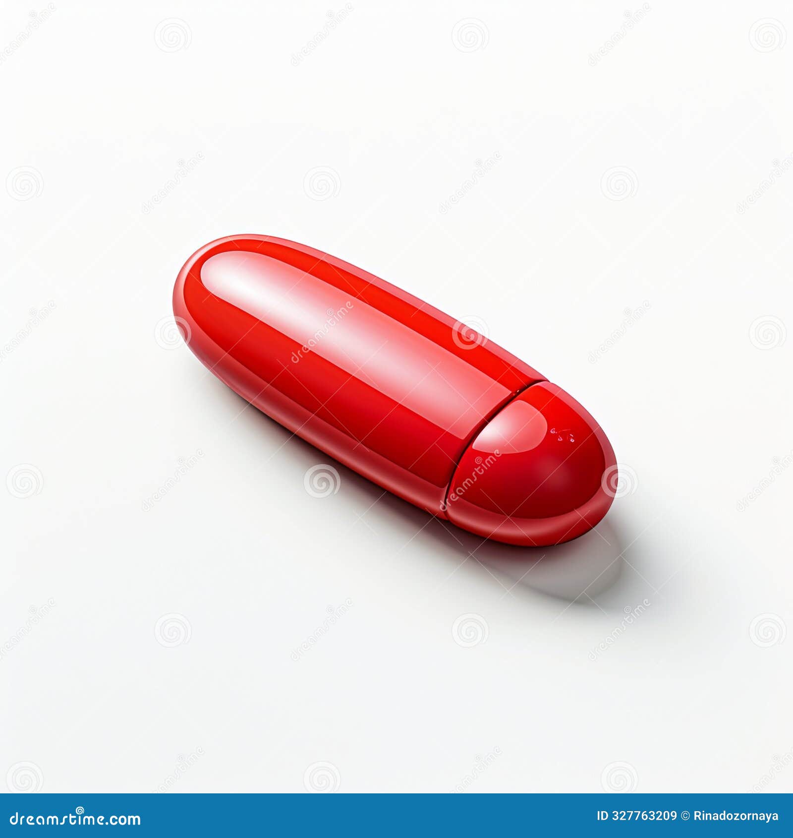 Vibrant Red Capsule with Shiny Finish on White Background, Modern ...