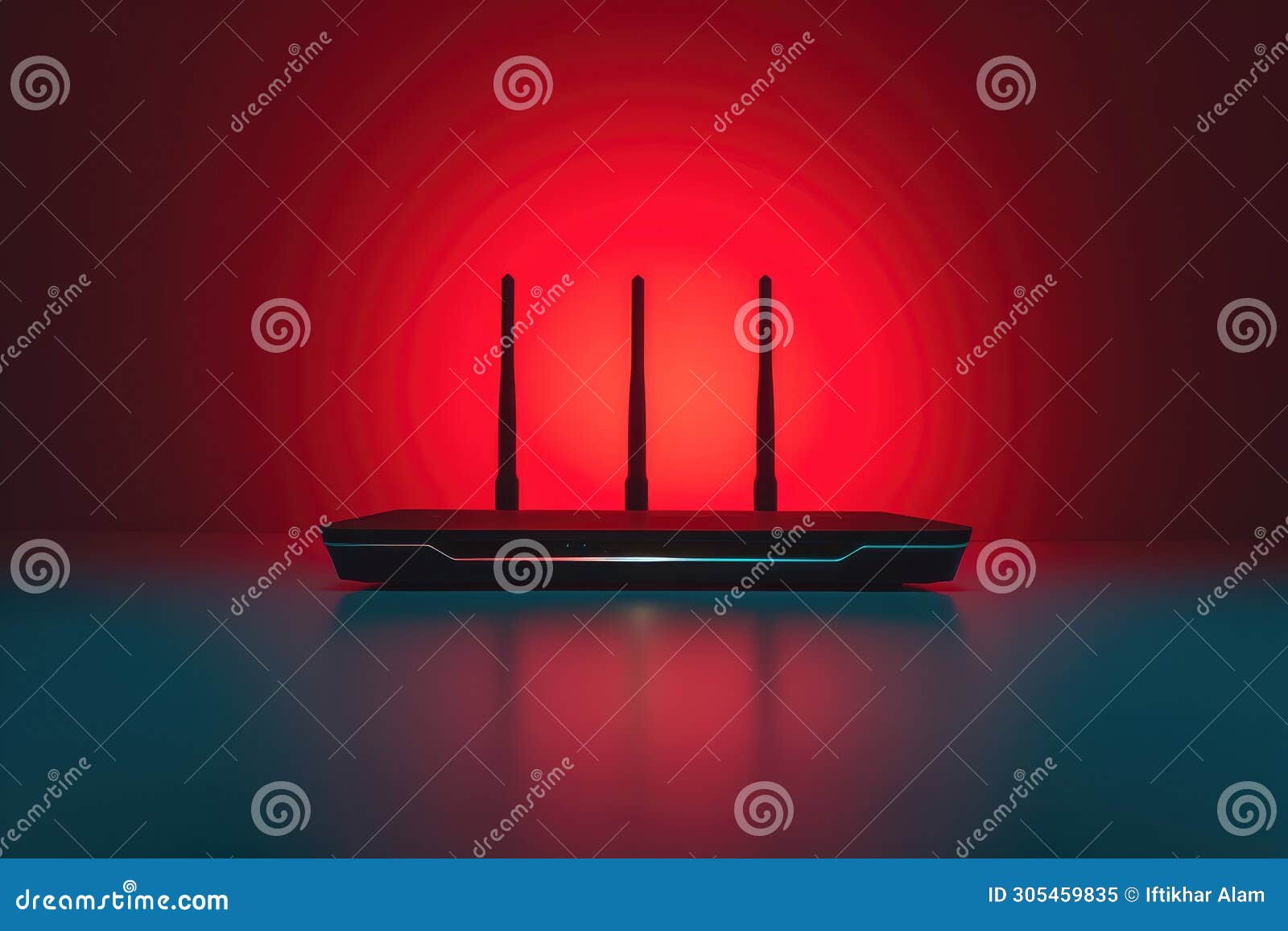 A Single, Vivid Red Light on Top of a Plain Table Casts Its Glow in a ...