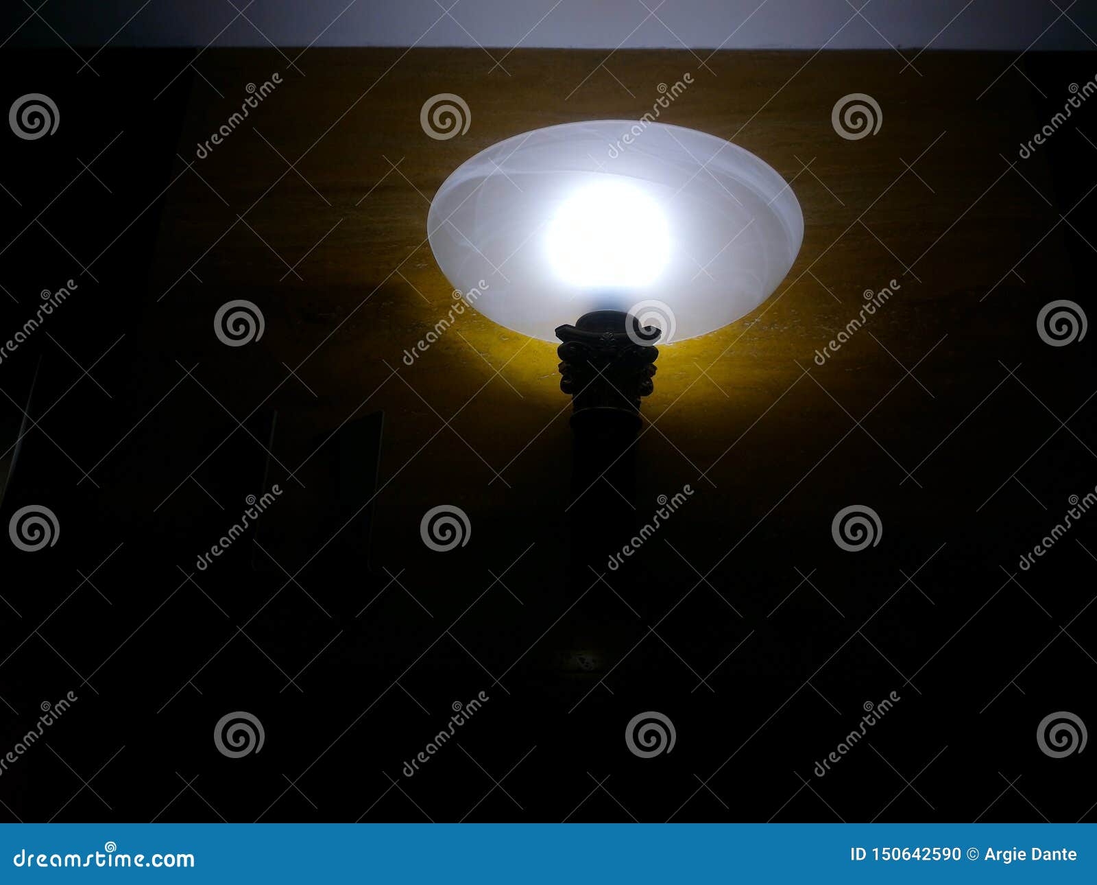 A Single Wall Lamp at Night Stock Photo - Image of reflection, ceiling ...