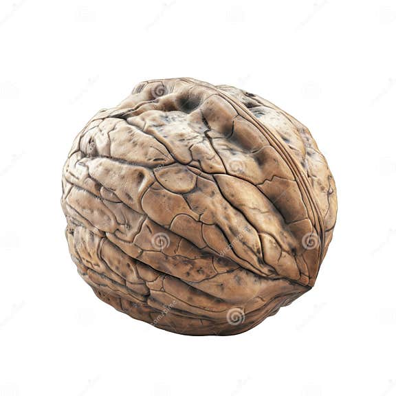 A Single Walnut Shell with Intricate Ridges Stock Illustration ...