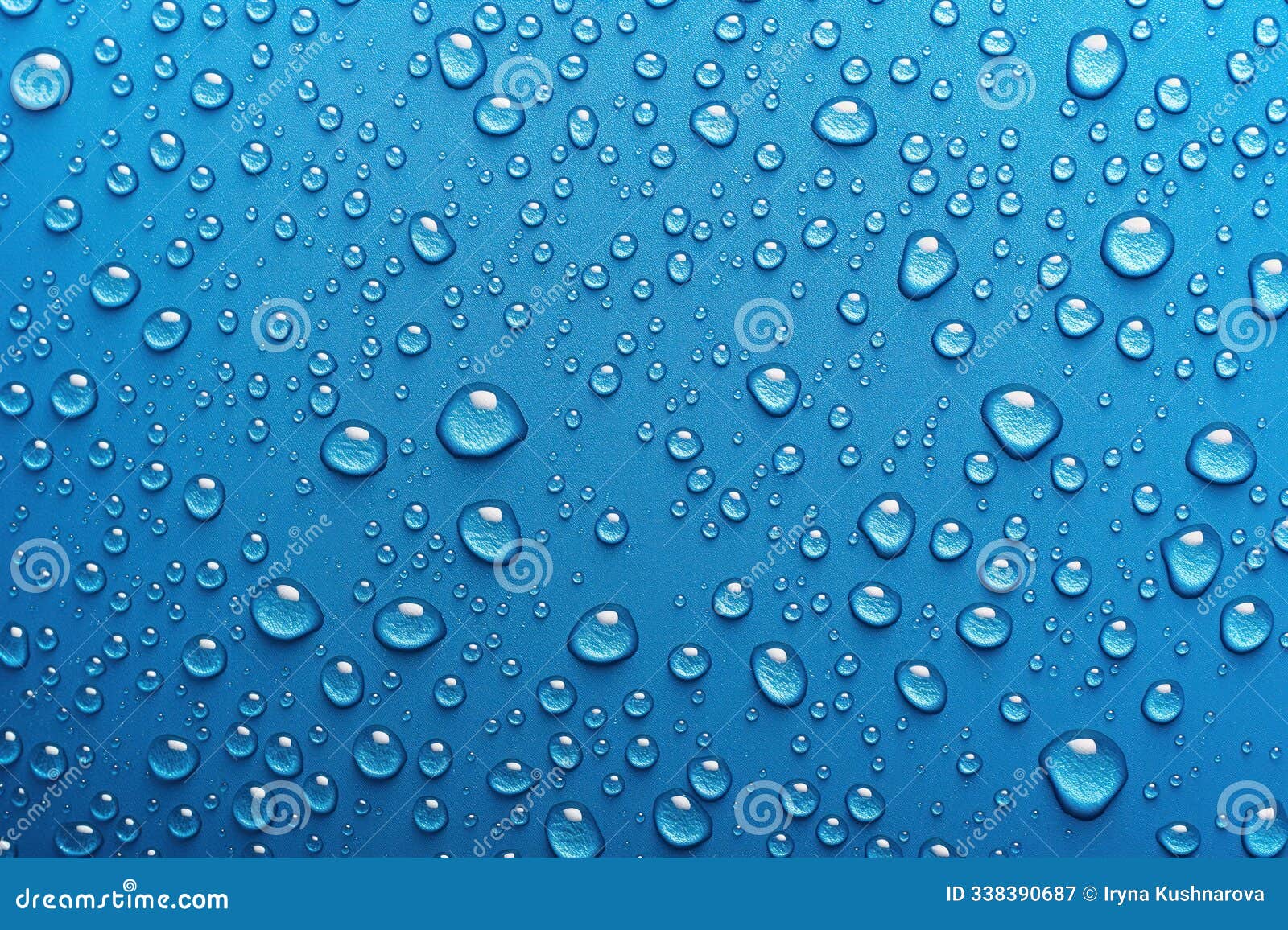 Single Water Drop on Blue Background. Transparent, Fluid, Hydrating ...