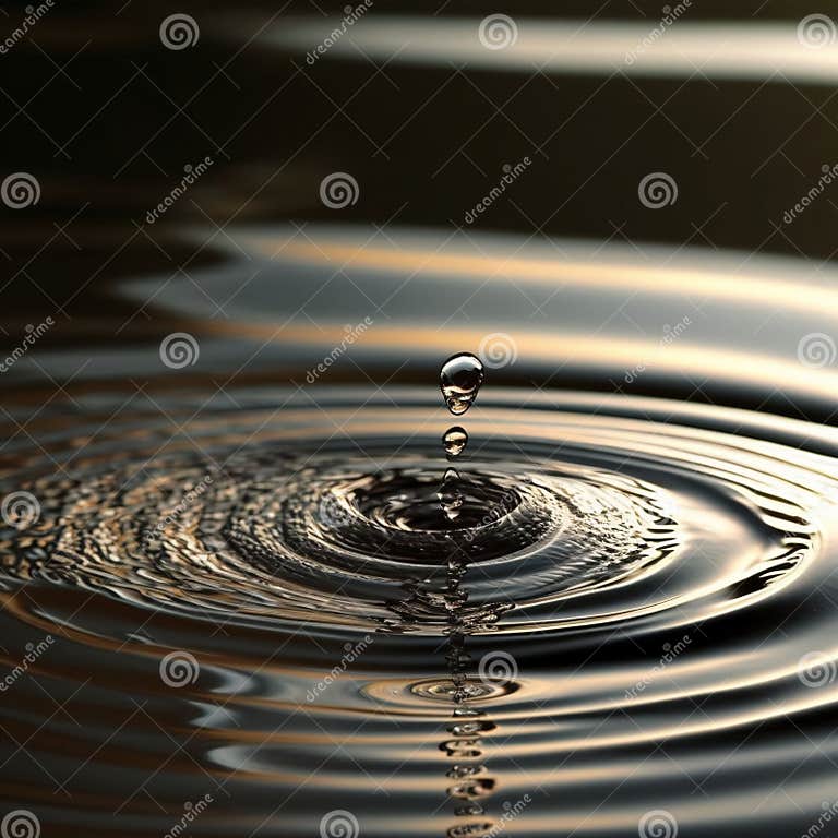 Single Water Droplet Creating a Ripple Effect in a Pool of Water, AI ...