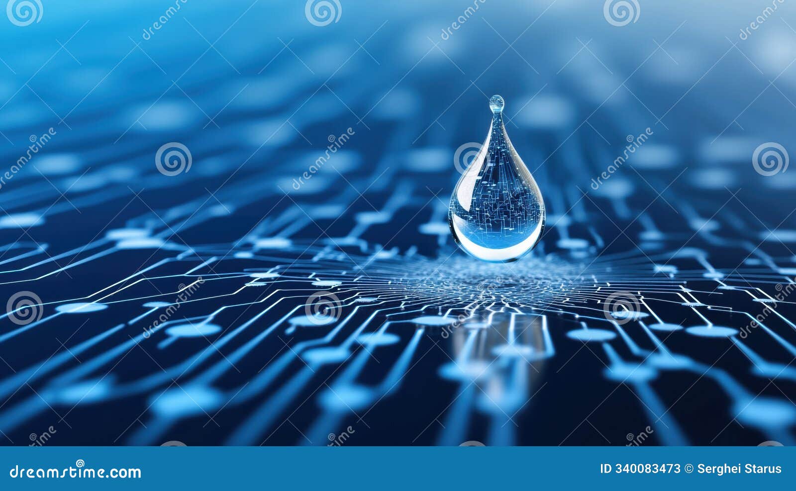 Water Droplet on a Circuit Board Symbolizes the Fusion of Nature and ...
