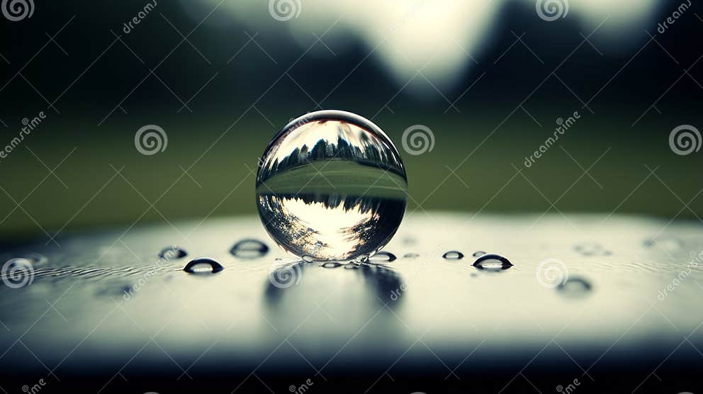 A Single Water Droplet on a Table Surface Stock Image - Image of ...