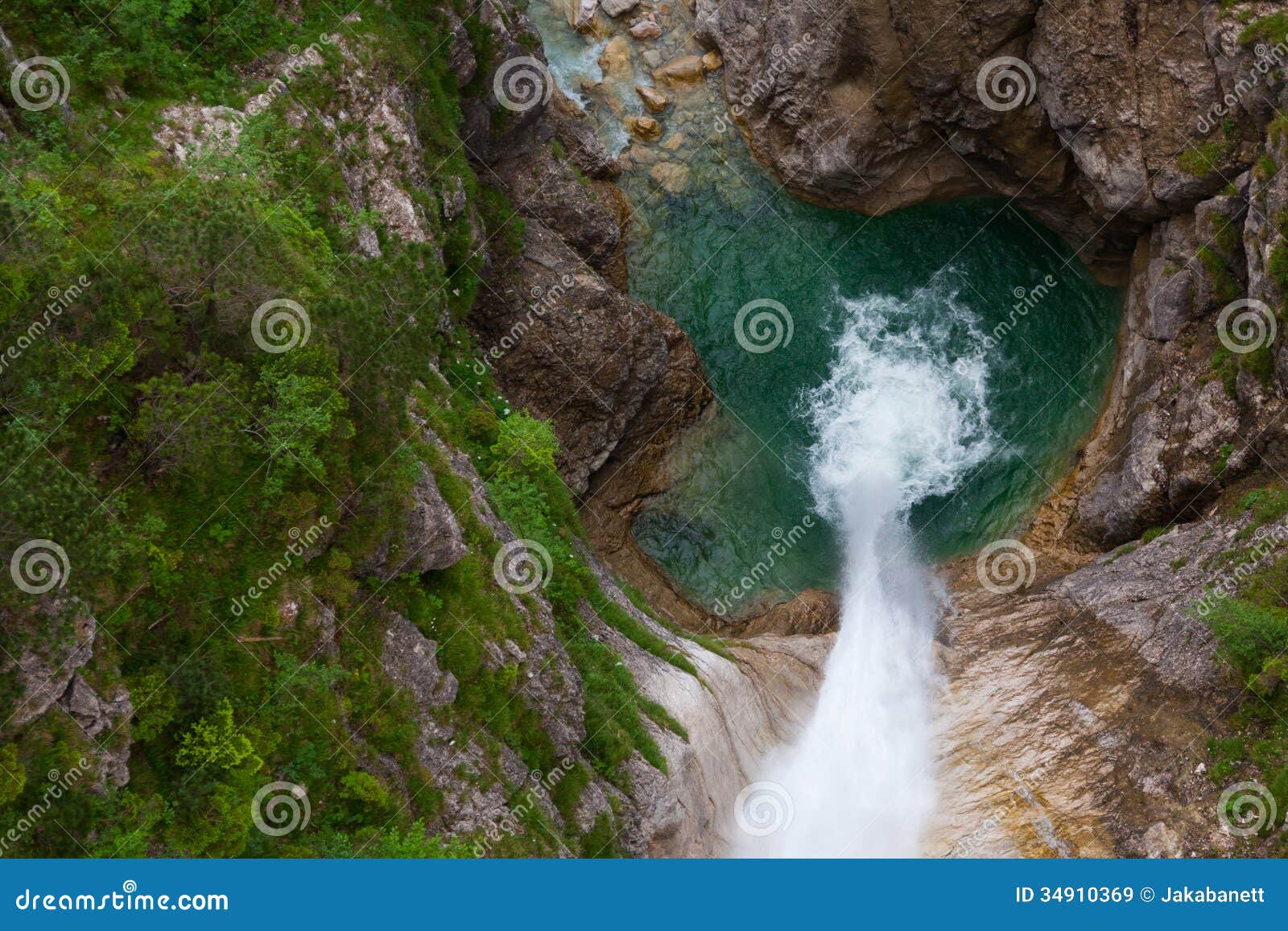 Single Waterfall Shot from Above Stock Image - Image of trees, stone ...