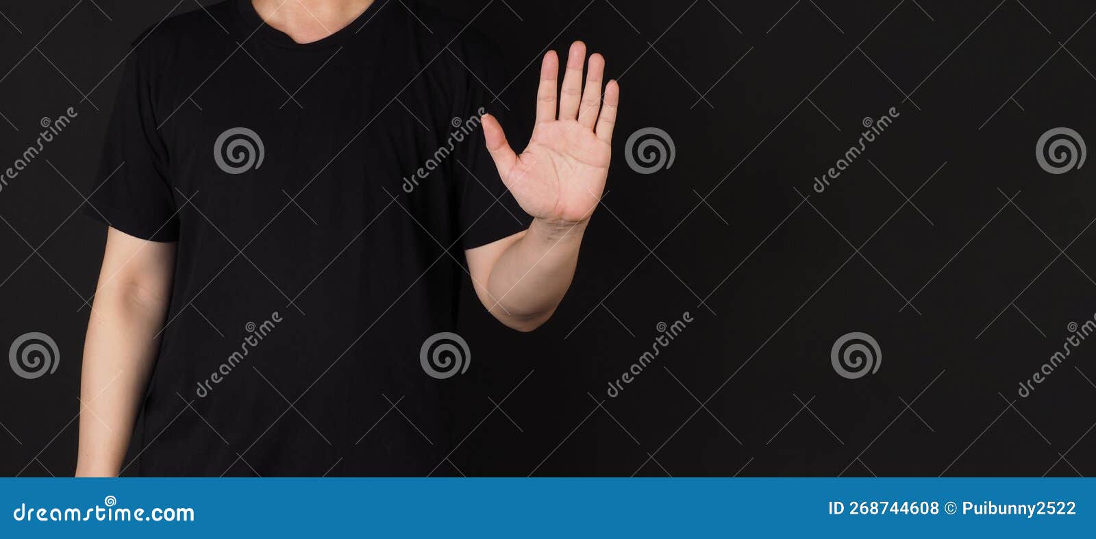 The Single Wave Hand Sign on Black Background Stock Photo - Image of ...