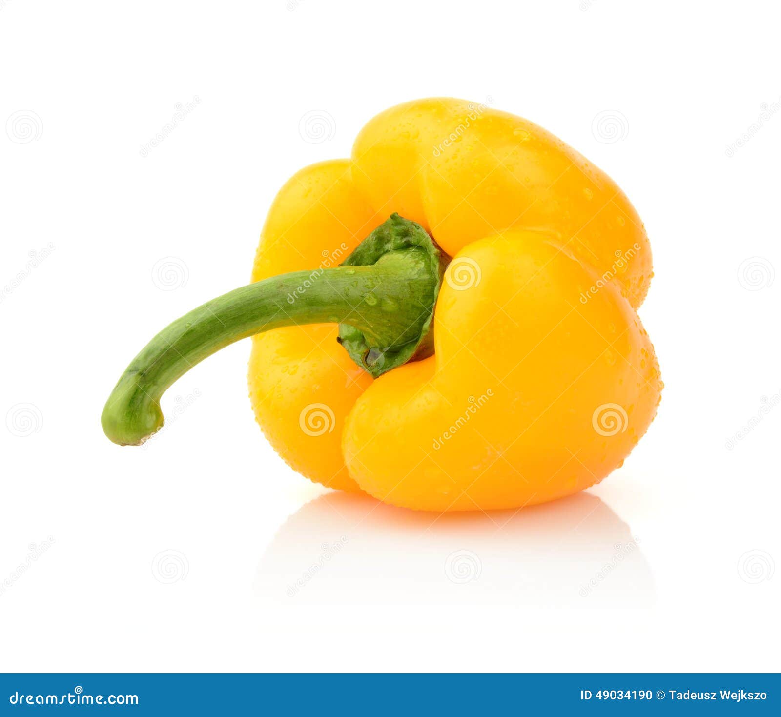 Single Wet Yellow Pepper Close-up View Isolated Stock Photo - Image of ...
