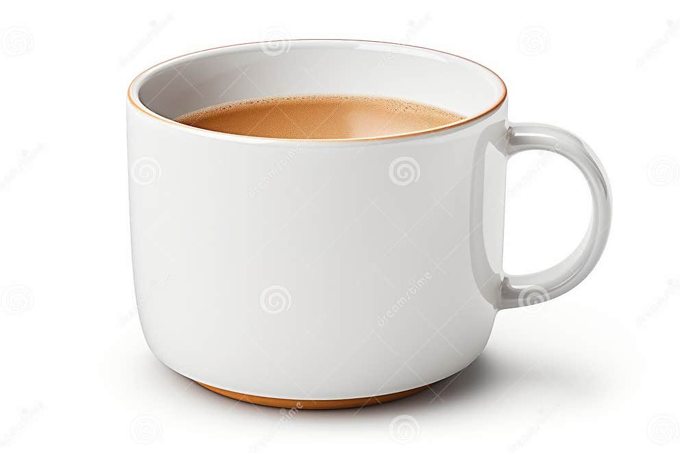 Single White Ceramic Coffee Cup or Mug, Side View, Isolated on White ...