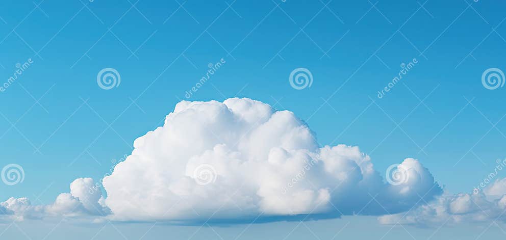 Single White Cloud Alone in the Blue Sky. Generated AI. Stock Image ...