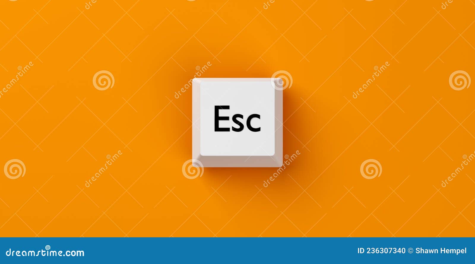 Single, White Computer Keyboard Escape Key Over Orange Background, Stop ...