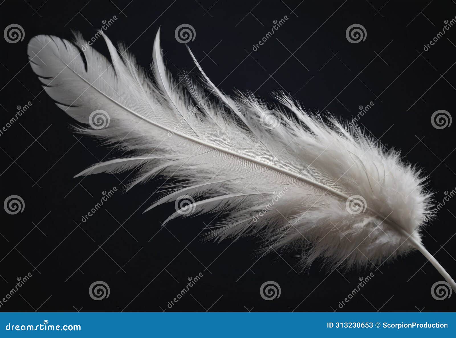 A Single White Feather Curves Gracefully Stock Image - Image of ...