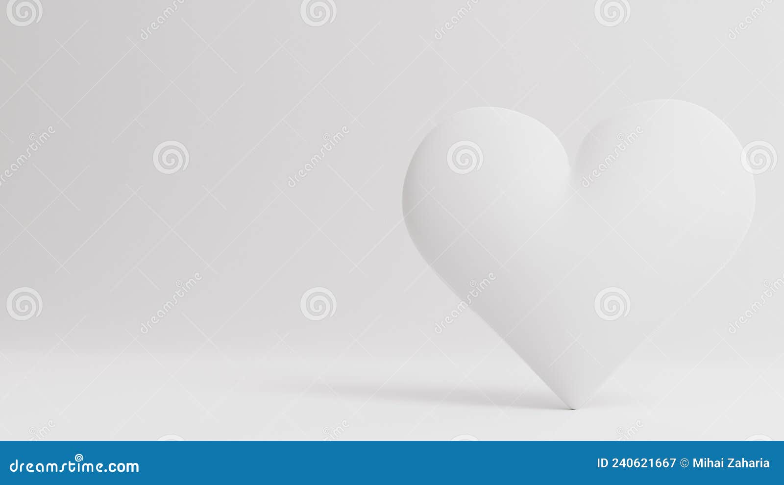 SIngle White Heart Isolated on White Background. Valentine`s Day 3d ...