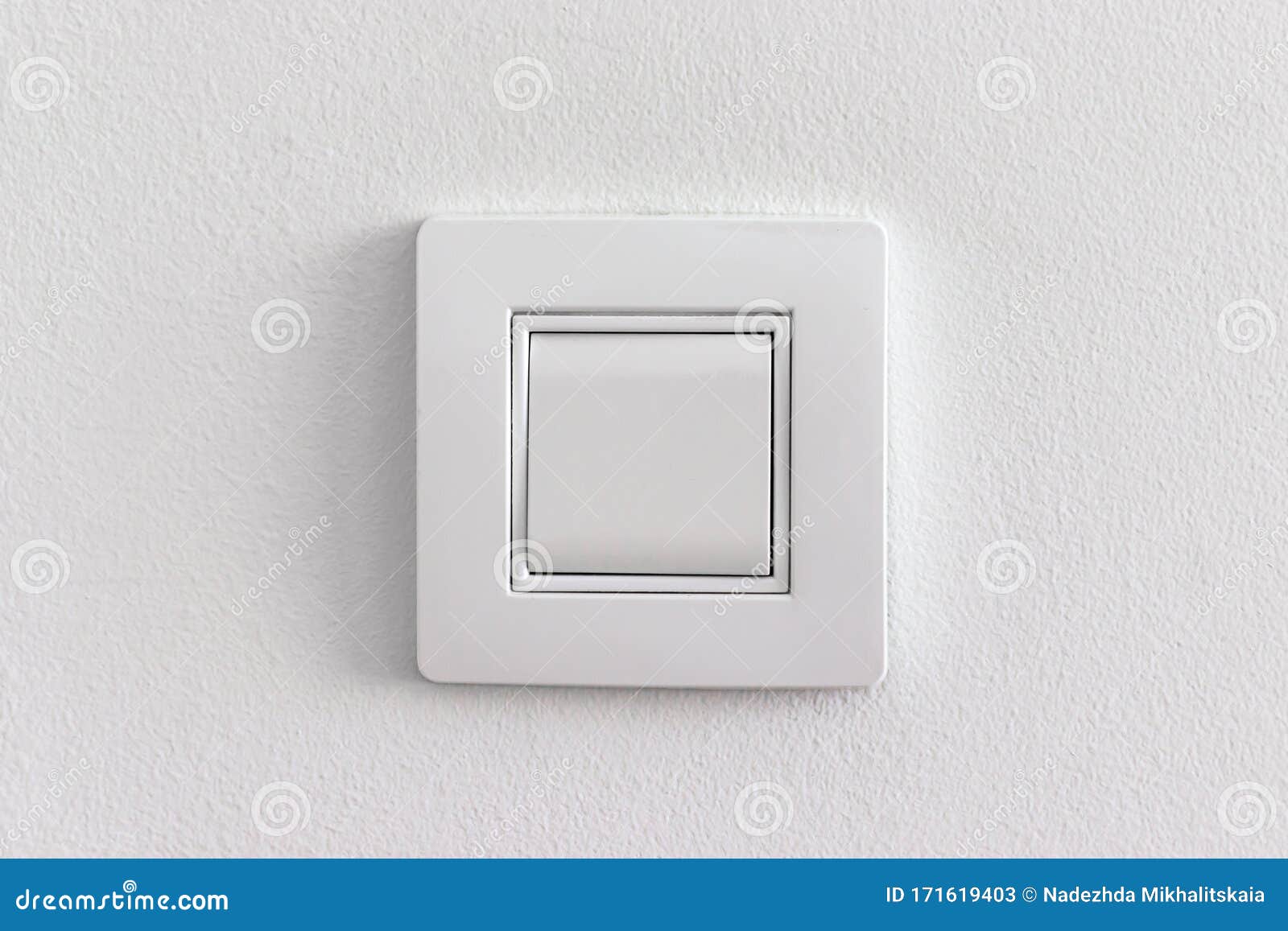 Single White Light Electric Switch on a Wall Stock Image - Image of ...