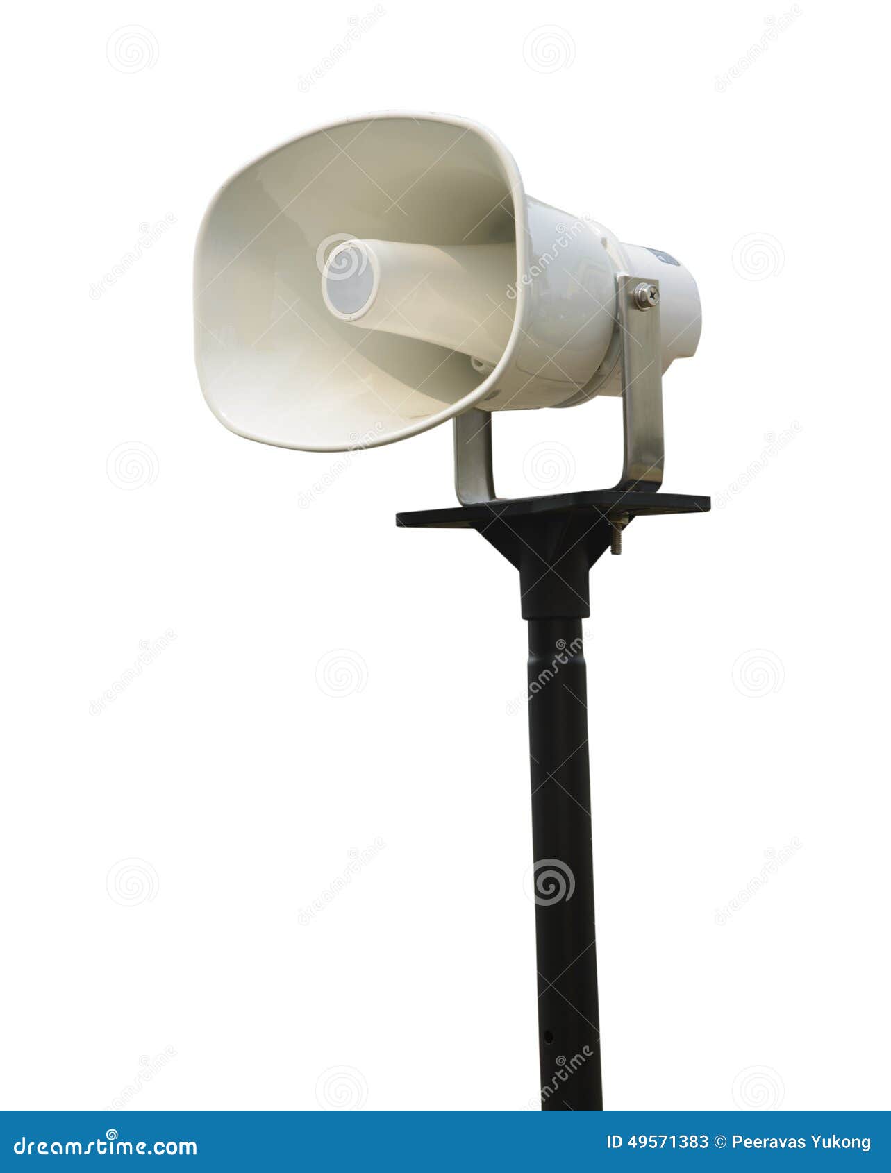 Single White Megaphone with Black Pole Isolate Stock Image - Image of ...