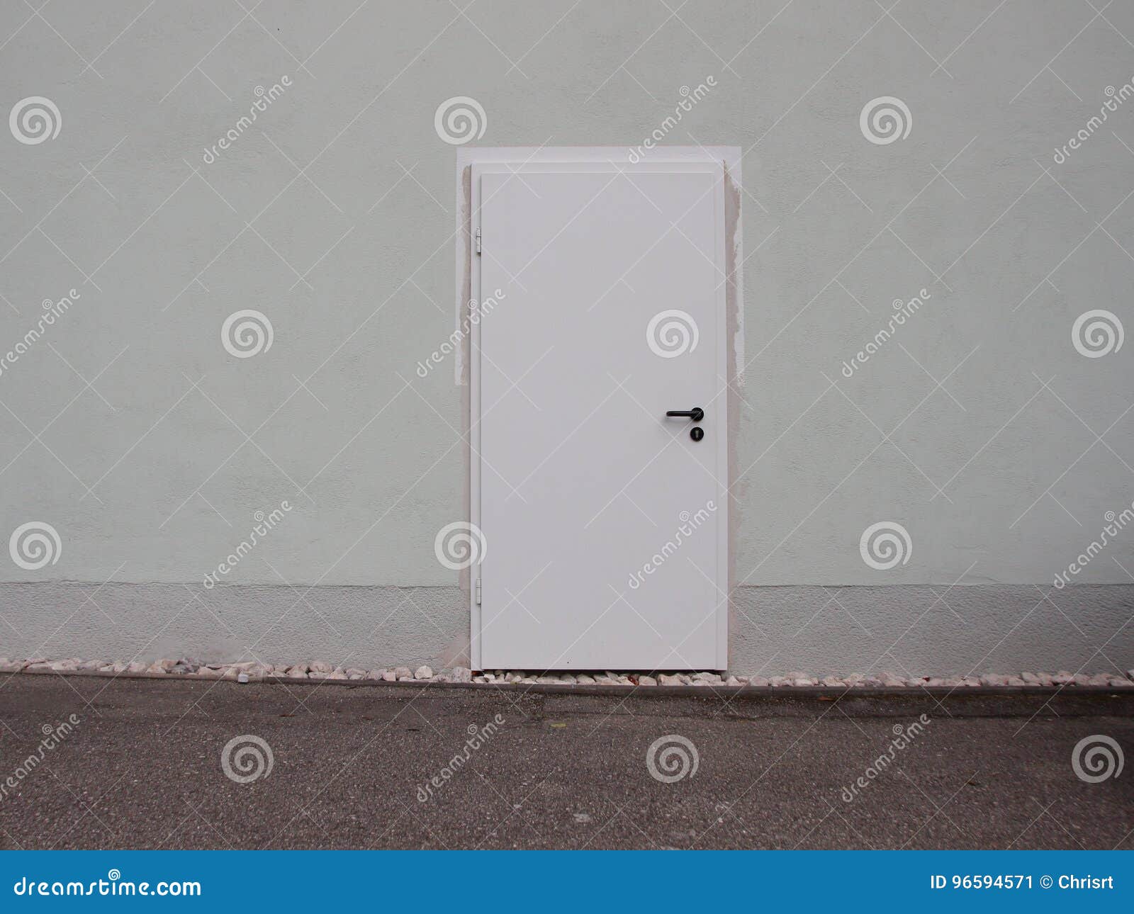 Single White Painted Modern Steel Door on Wall Stock Image - Image of ...