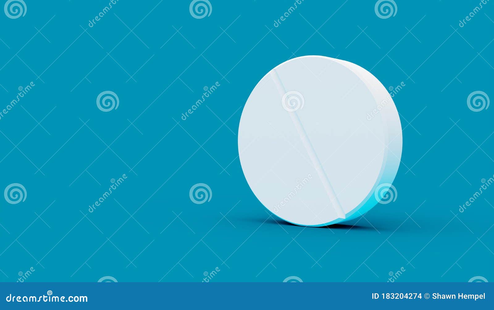 Single White Pill or Tablet on Blue Background, Minimal Pharmacy or ...