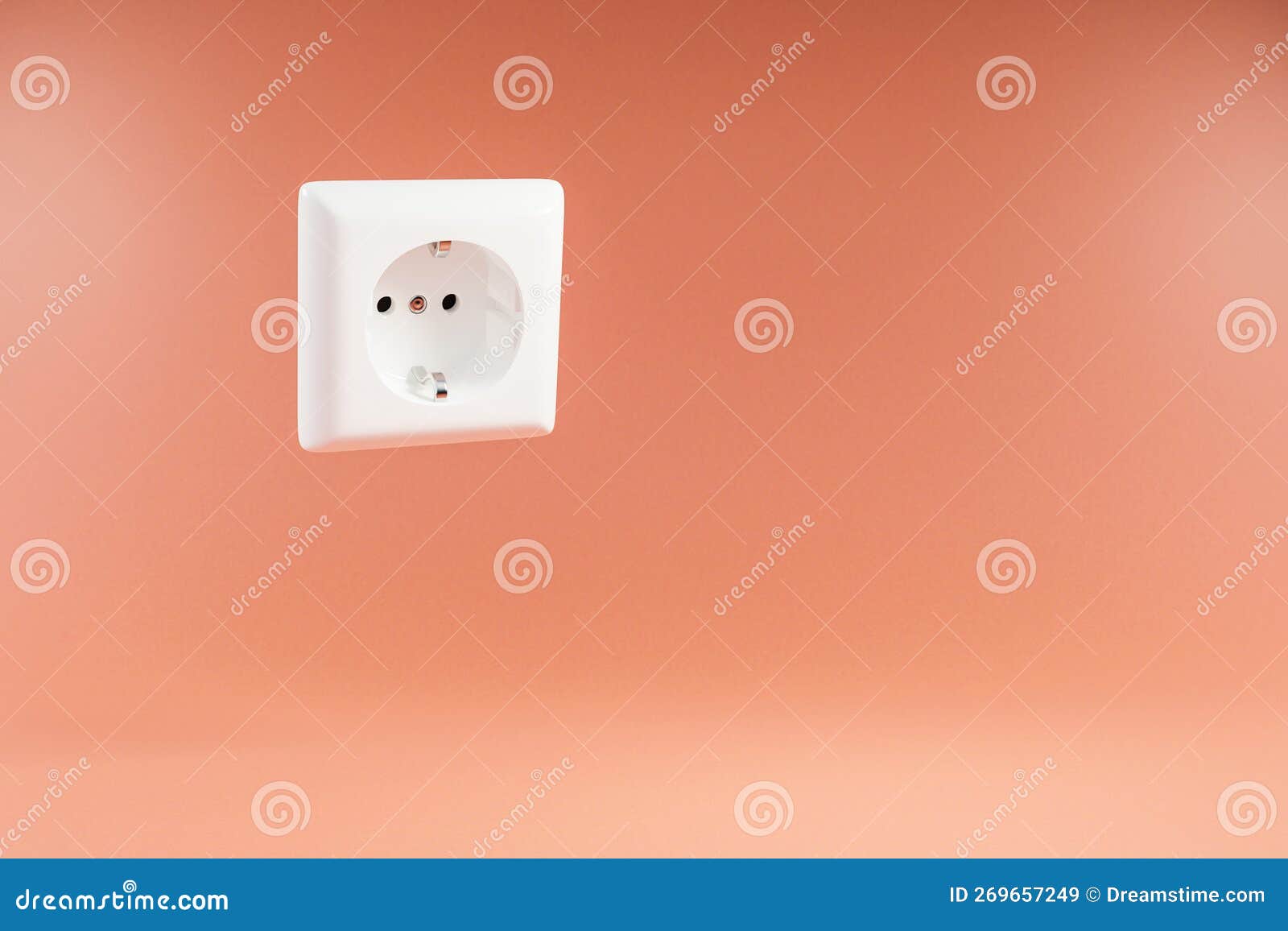 Single White Power Socket Floating in the Air Over Infinite Orange ...