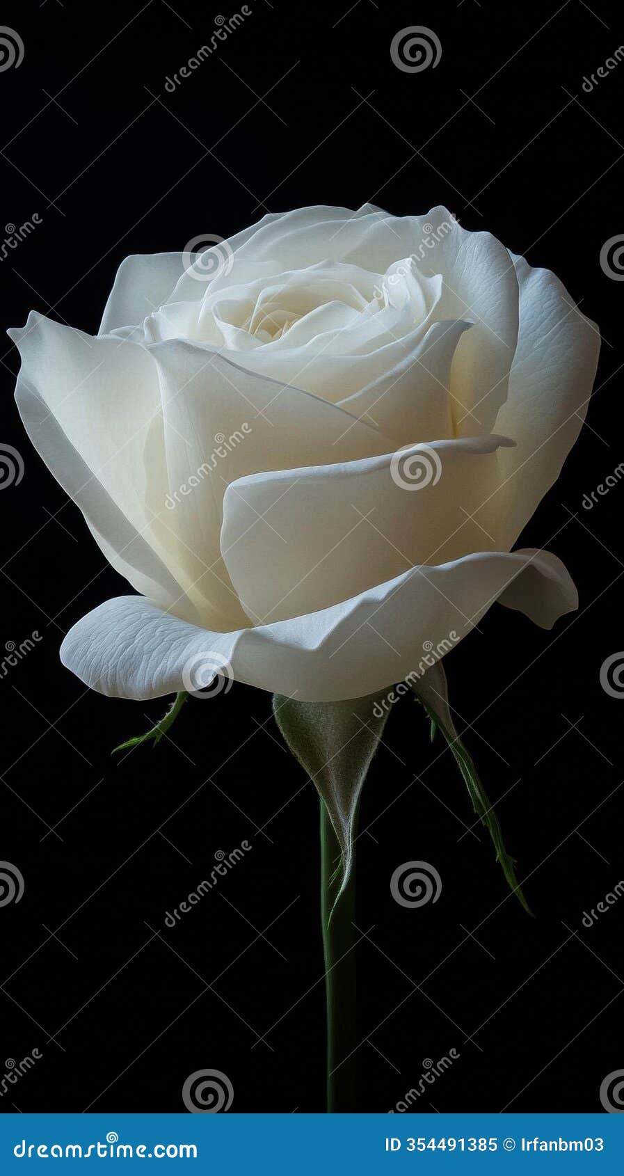 A Single White Rose Against a Black Background Stock Illustration ...
