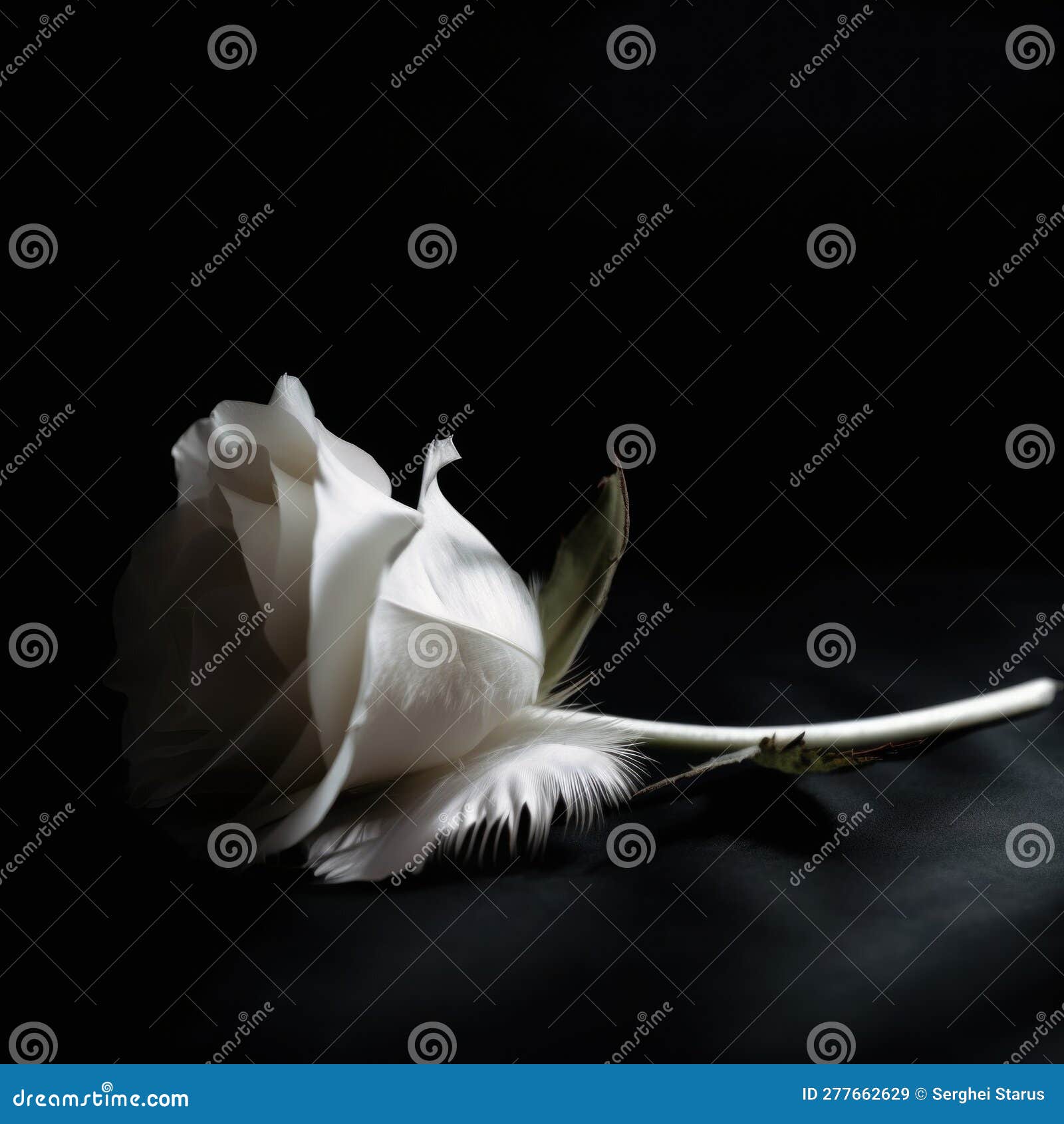 A Single White Rose on a Black Background. Generative AI Image. Stock ...