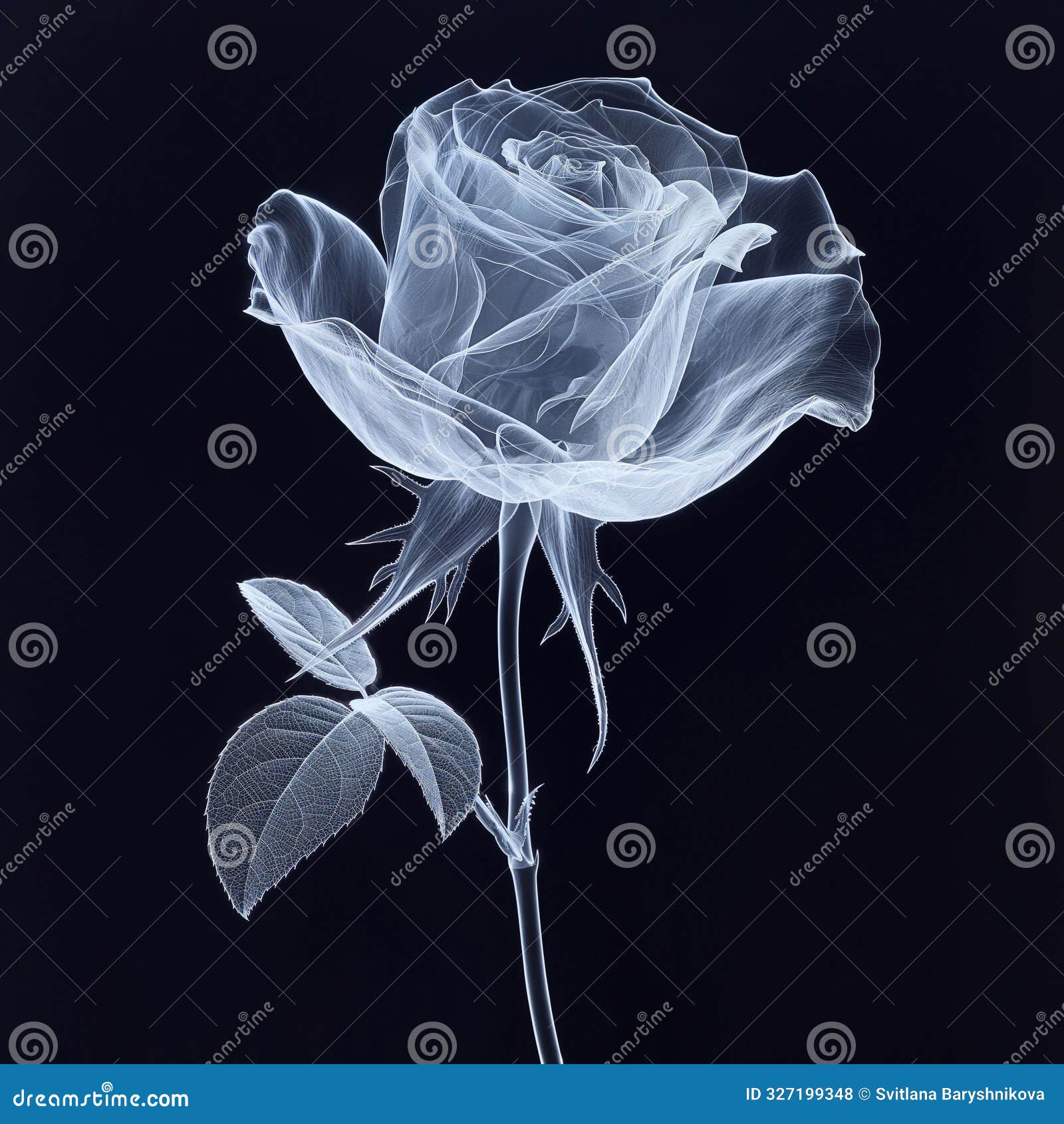 Single White Rose Translucent Against a Black Background Giving the ...