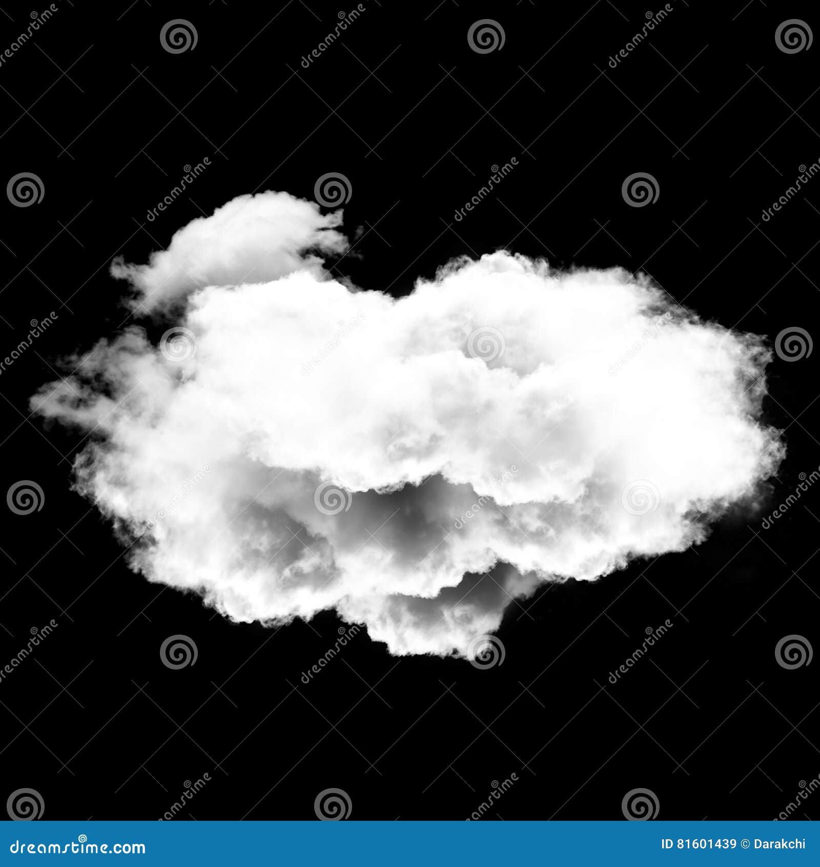 Single White Round Cloud Isolated Over Black Background Stock ...