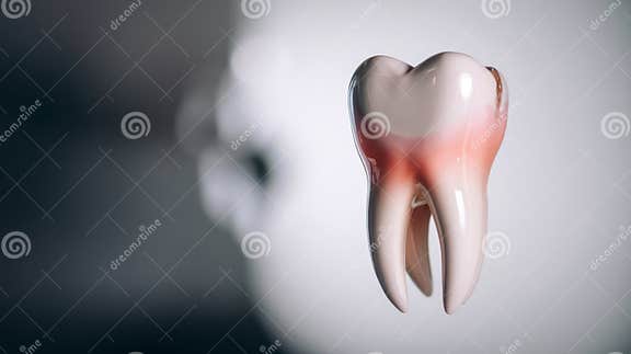 Single White Tooth on White Background Close-up Stock Illustration ...